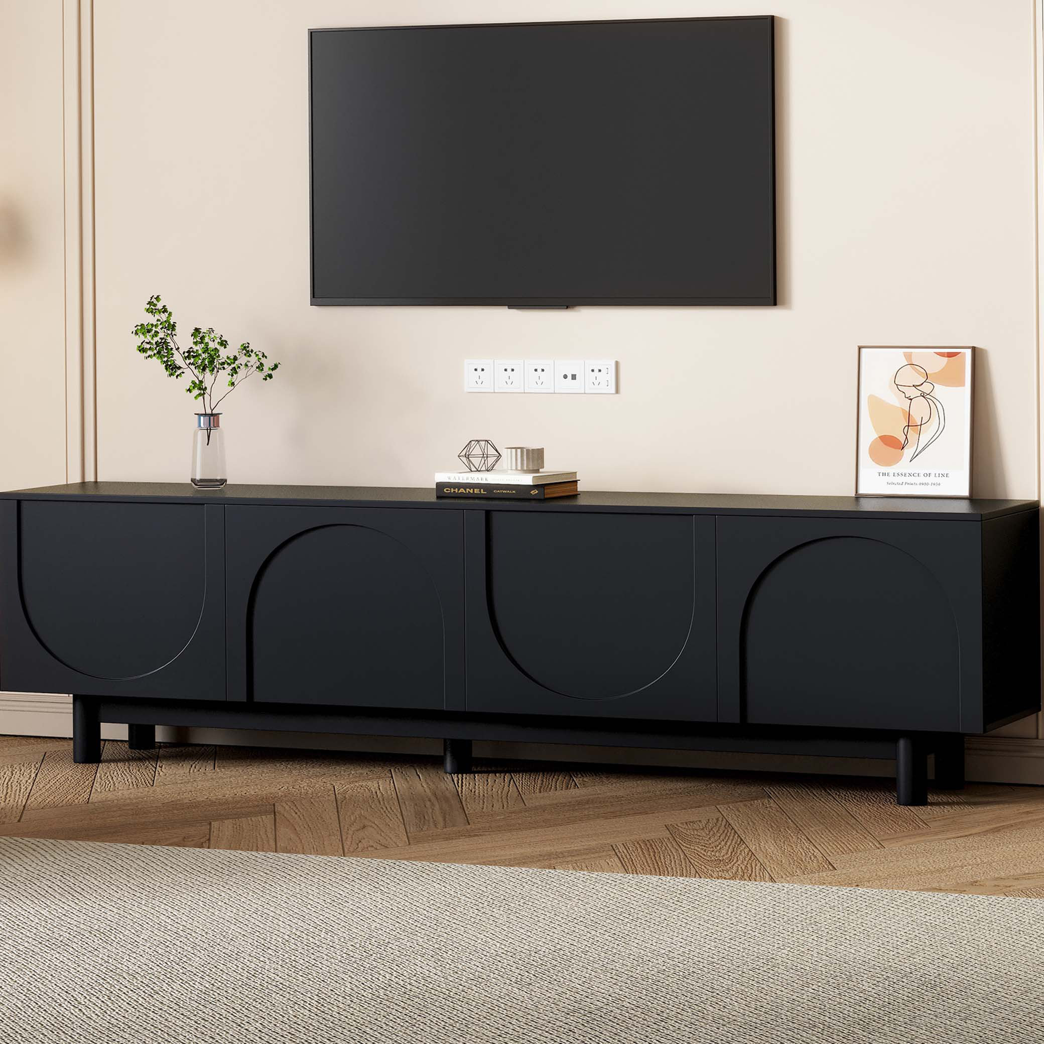 Latitude Run® TV Stand with Arch Cabinets for TVs Up to 78'' with ...