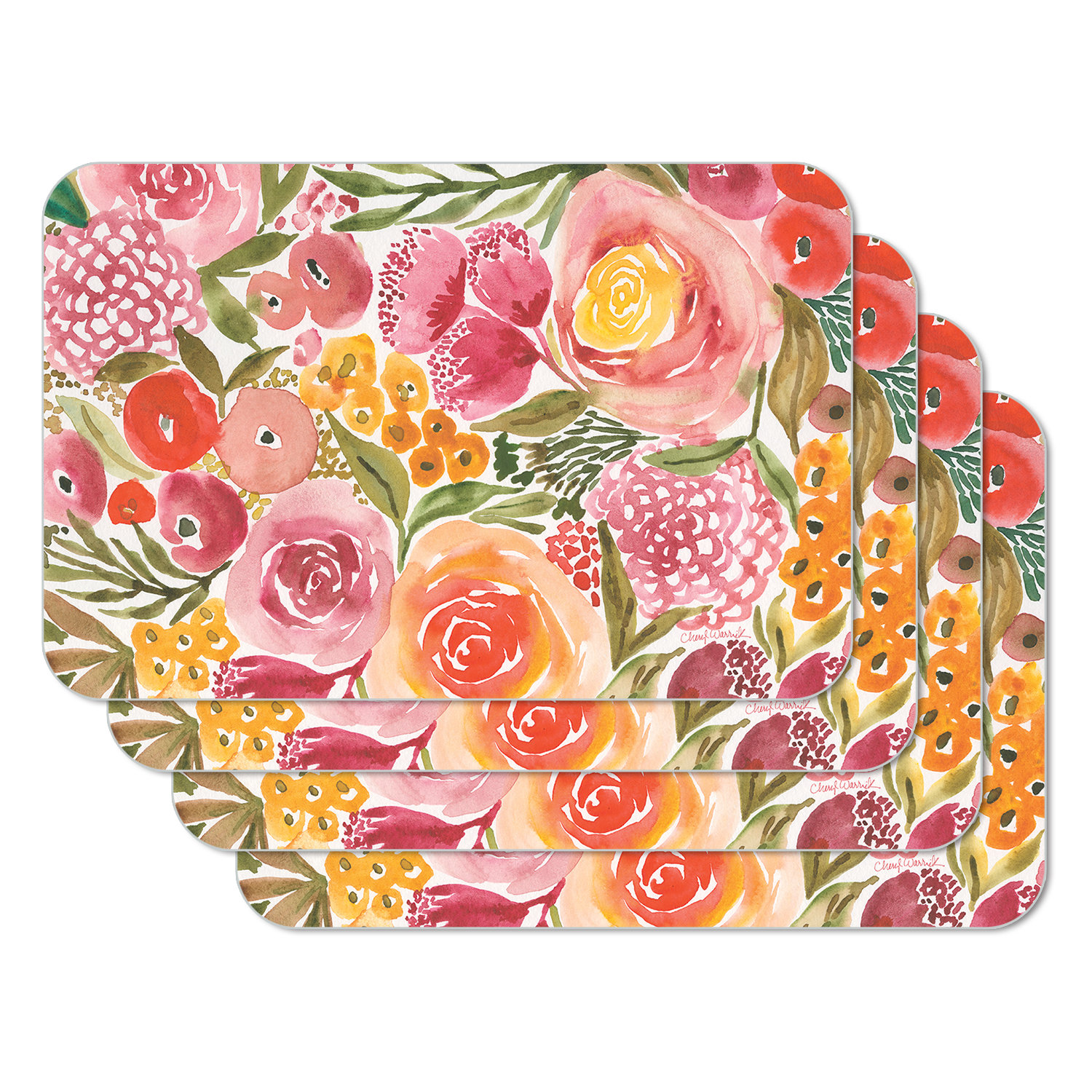 CounterArt Full Bloom 4 Piece Reversible Easy Care Placemat Set ...