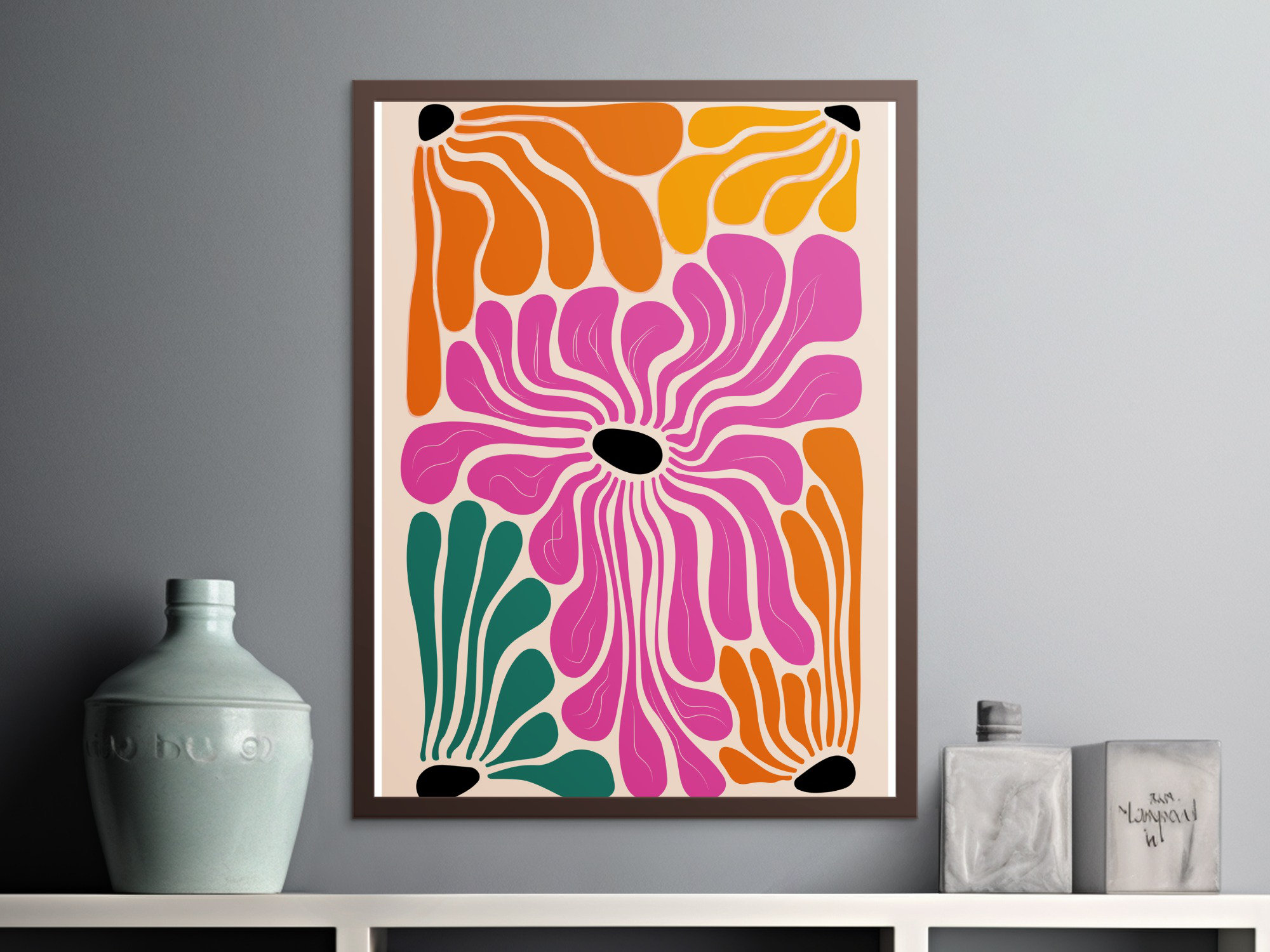 Lark Manor Retro Floral Explosion Modern Abstract Art Print for Collis ...