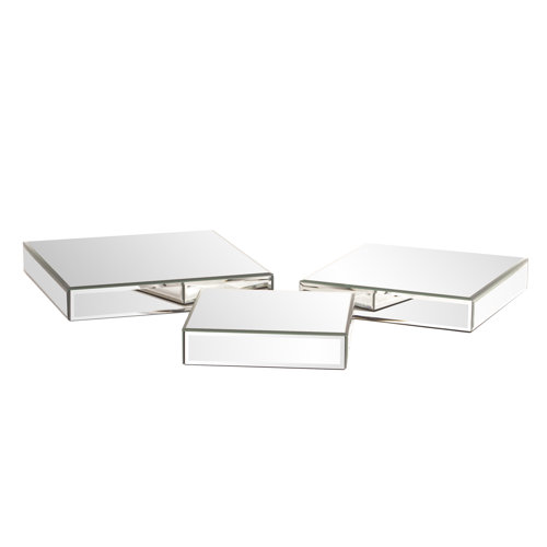 Rosdorf Park 3 Piece Square Mirrored Display Platform Sculpture Set ...