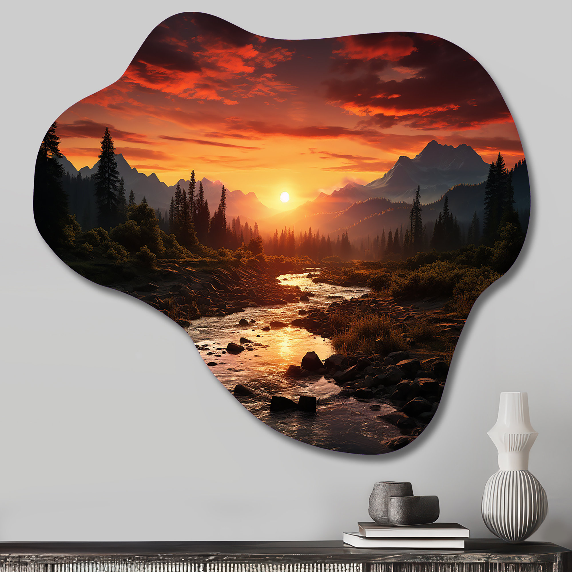 Millwood Pines Sunrise Morning At The River - Sunrise Sunset Cloud Shape Metal Wall Sculpture ...