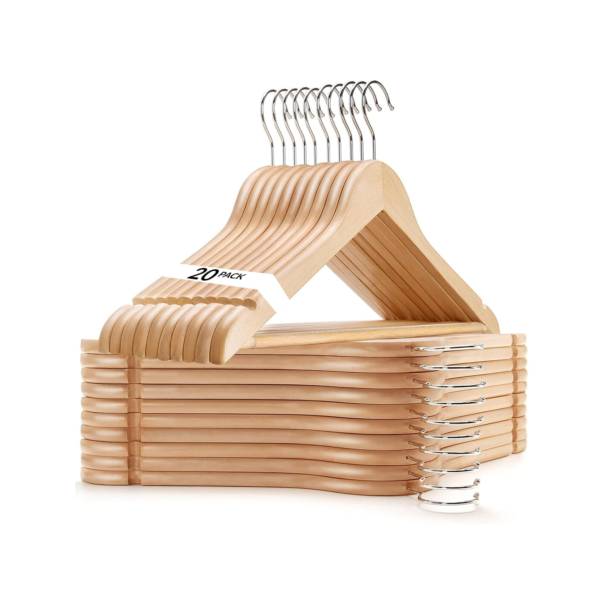 Rebrilliant Durable Plastic Hangers 20 Pack | Slim Heavy Duty Wood-Like ...