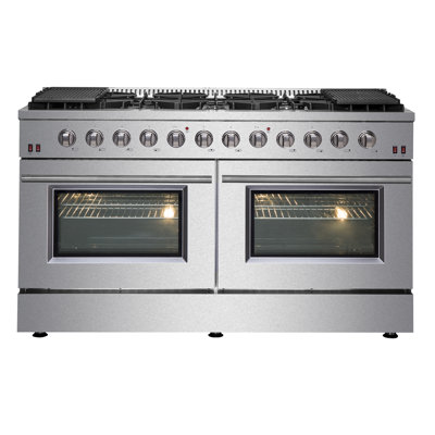 Forno Galiano 60-inch Gas Range Stainless Steel, 10 Burners, 8.64 cu ...