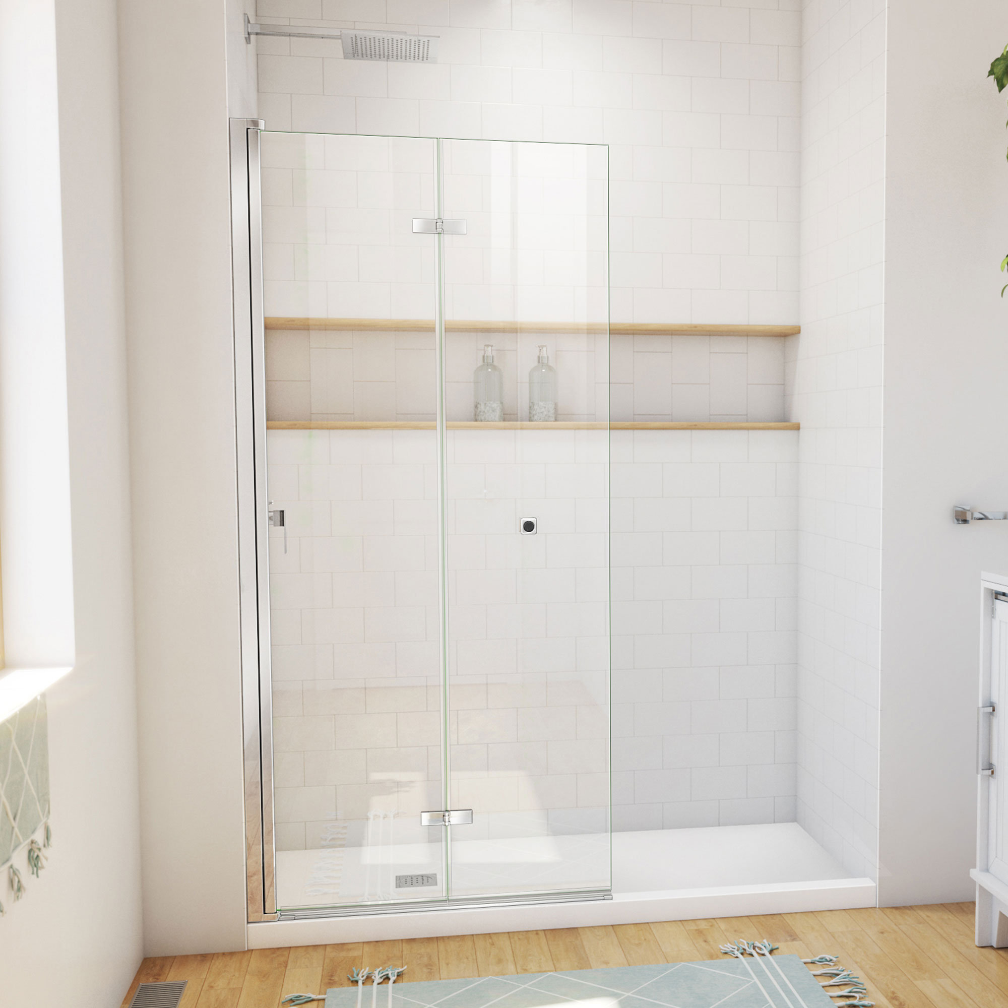 DreamLine Aqua-Q Fold 33.5 W X 72 H Frameless Square Shower Door ...