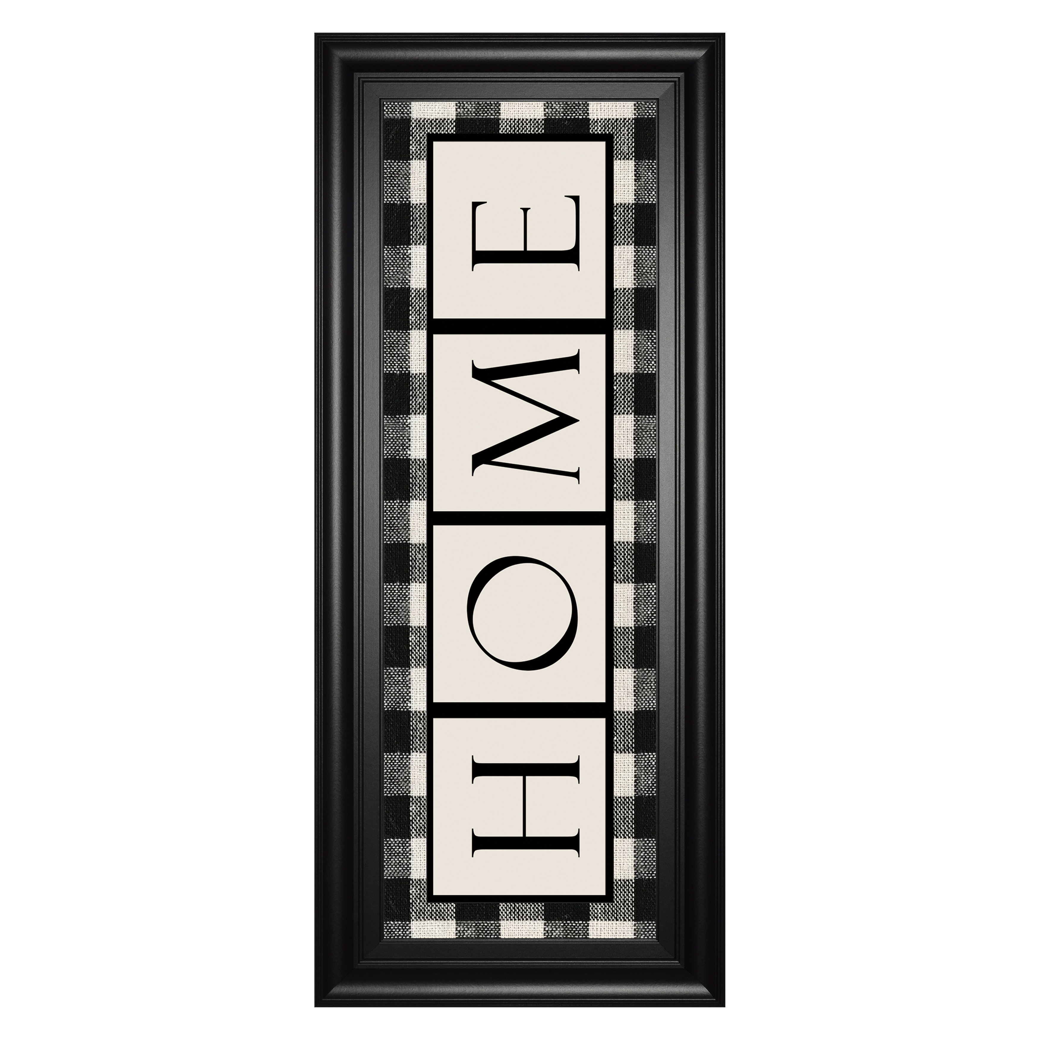 Ebern Designs Buffalo Plaid Welcome Wall Art - 18" x 42" - Black Frame ...