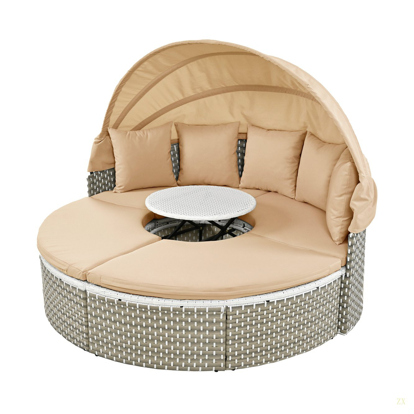 Ivy Bronx Patio Furniture Round Outdoor Sectional Sofa Set Rattan ...