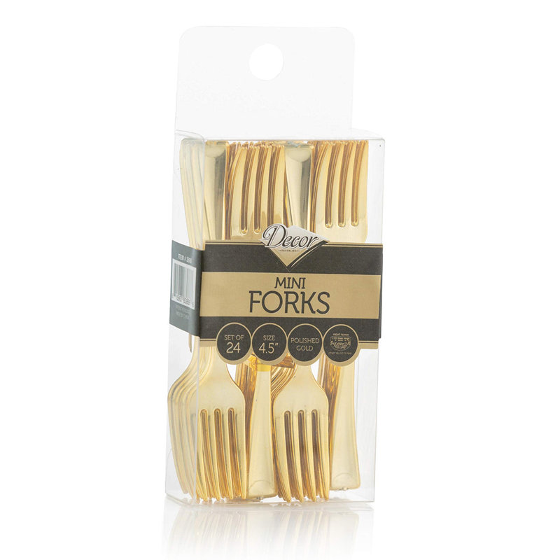 Nicole Fantini Disposable Gold Mini Plastic Forks 4.5" | Wayfair