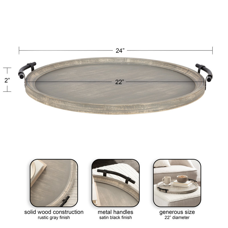 August Grove® Large Round Ottoman Tray & Reviews | Wayfair