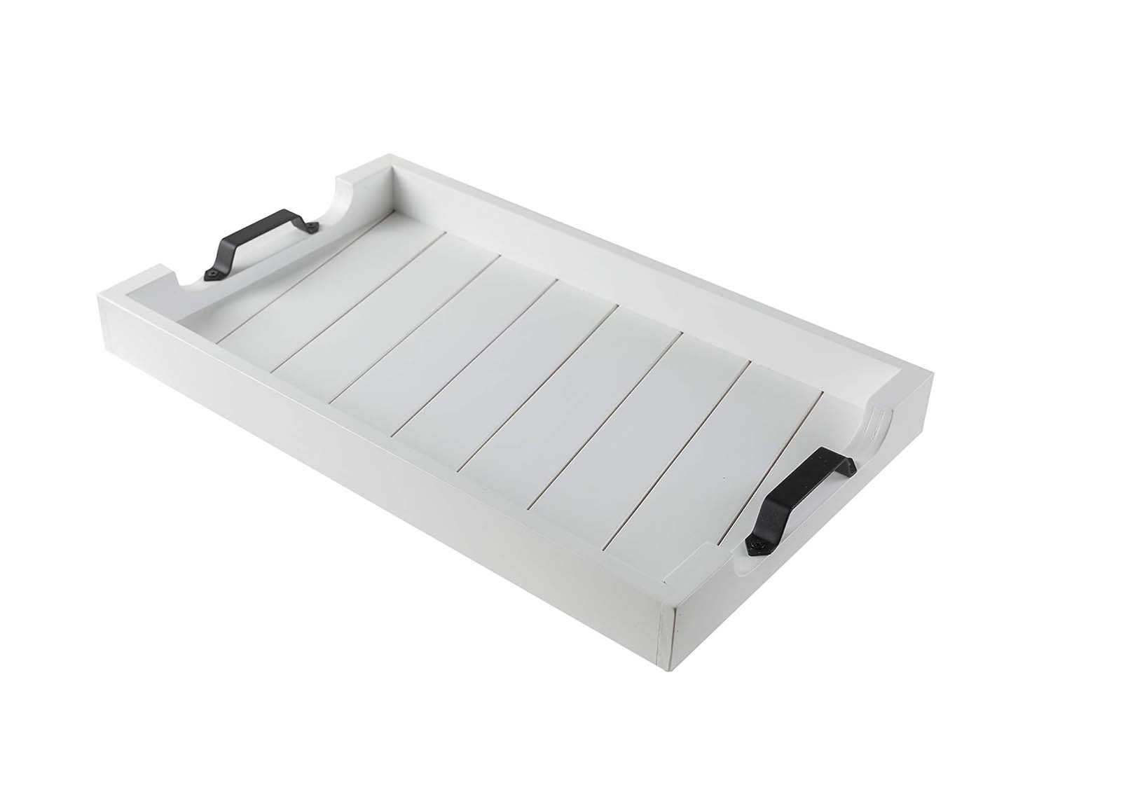 NEUTRALPOSTURE Large Wooden Serving Tray With Handle, 20” X 12’’, White ...
