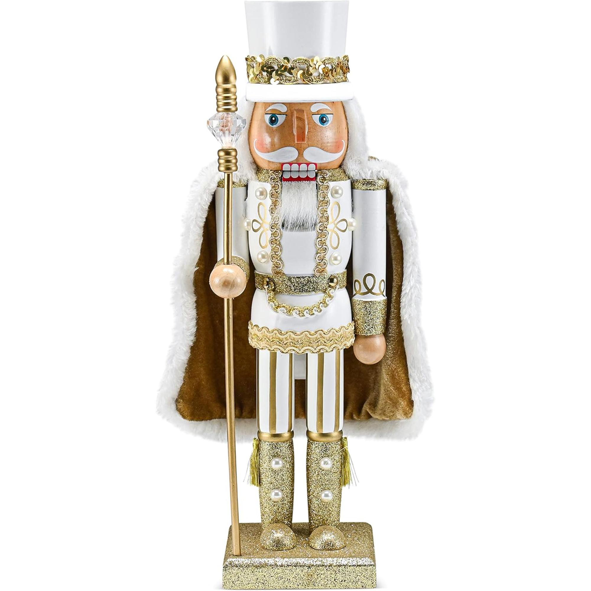 Astoria Grand Christmas King Nutcracker – Glittered Wooden Nutcracker ...