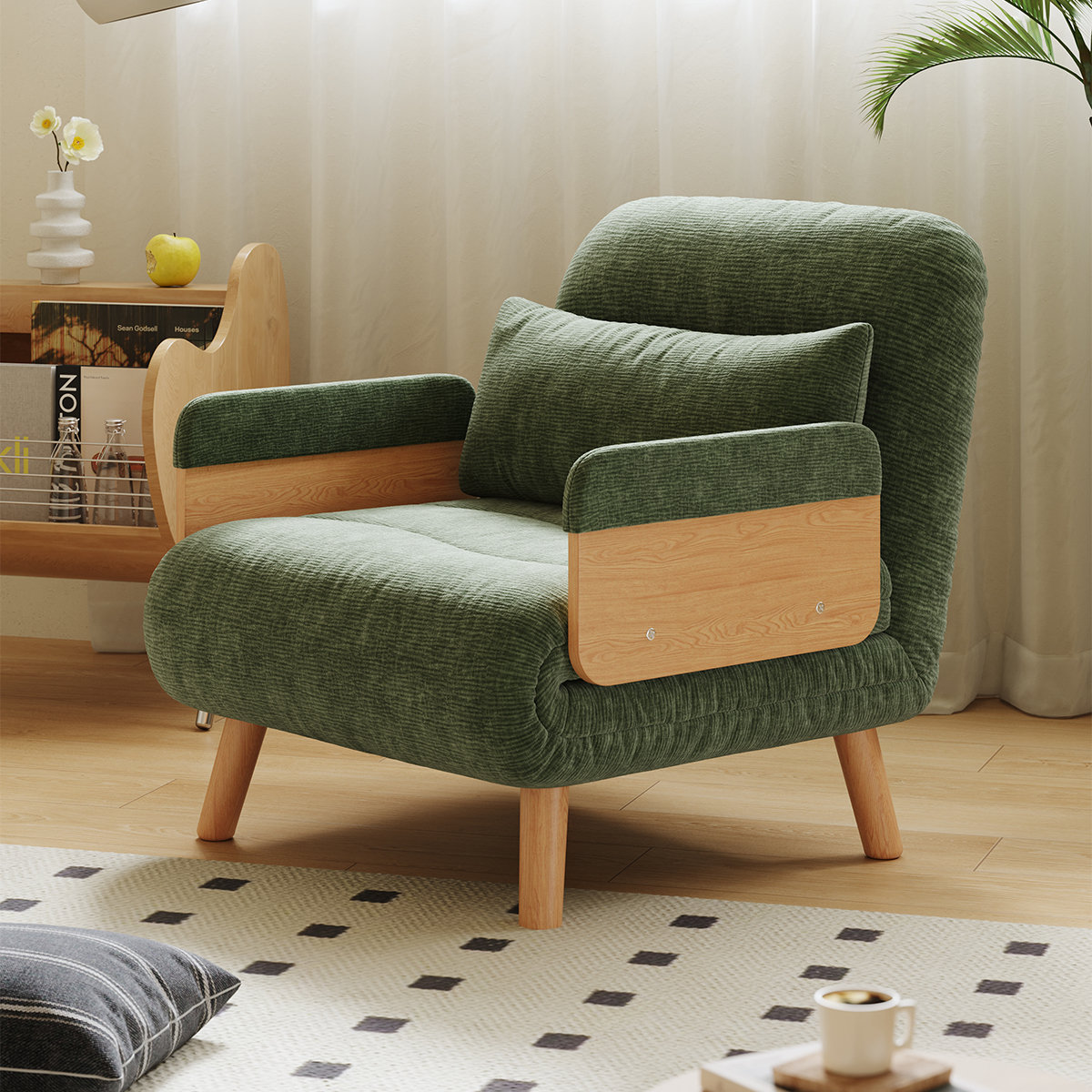 Latitude Run® Canapé-lit luxueux 3-en-1 Luxe avec tissu en coton-lin ...