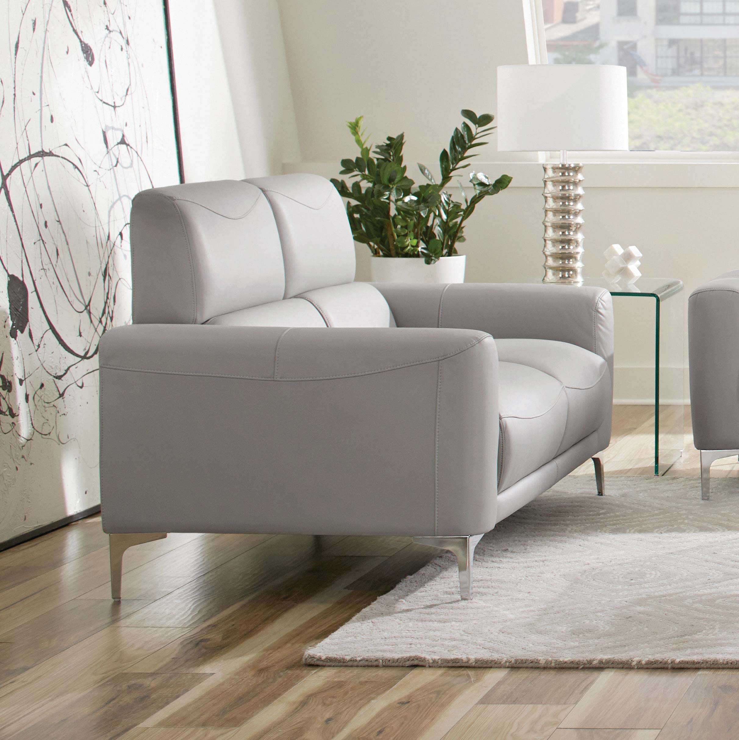 Wade Logan® Cedor Glenmark Upholstered Track Arm Loveseat Taupe | Wayfair