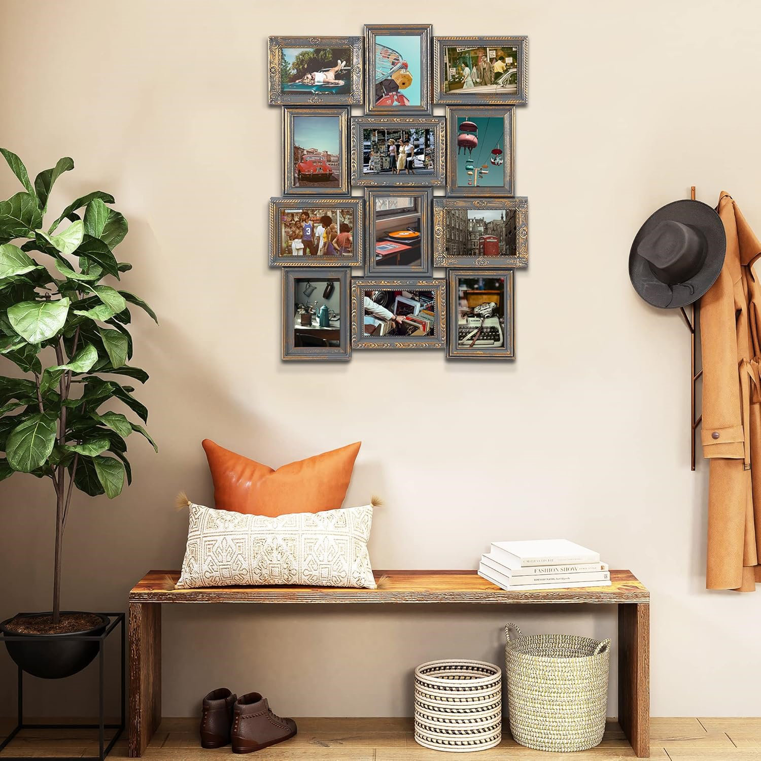 Trent Austin Design 12 Opening Collage Photo Frame Rustic 23×18 Vintage ...