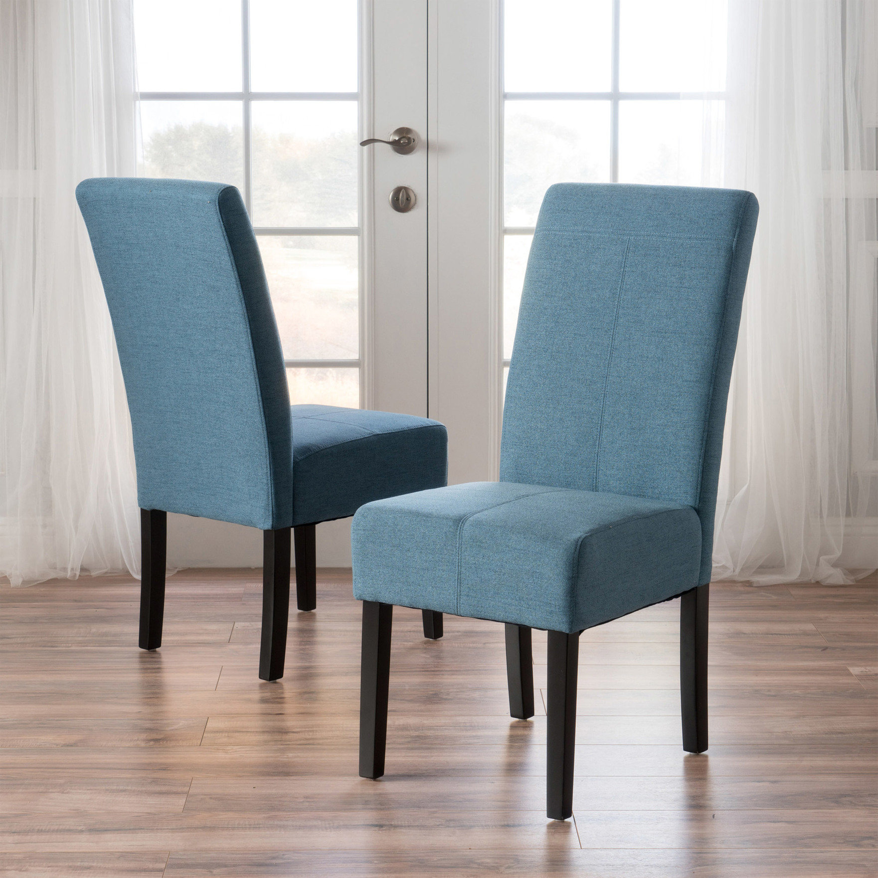 Latitude Run® 2pcs Kd Dining Chairs - Blue Upholstered, Contemporary ...