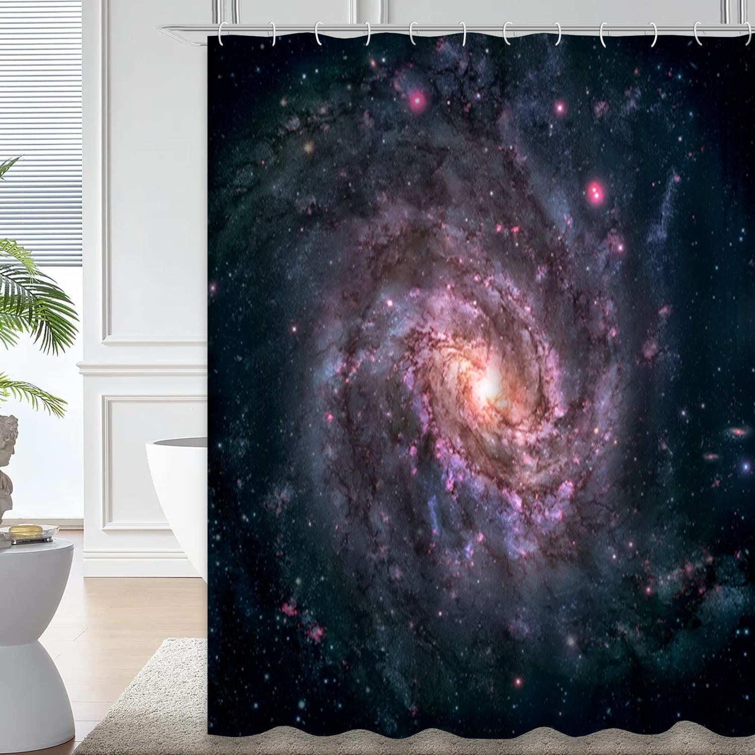 East Urban Home Black Light Waterproof Shower Curtain,Southern Spiral ...