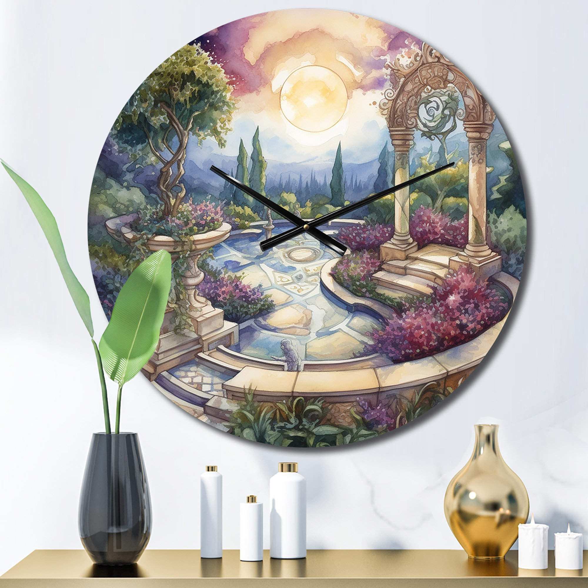 Design Art Garden Oasis III Metal Wall Clock | Wayfair