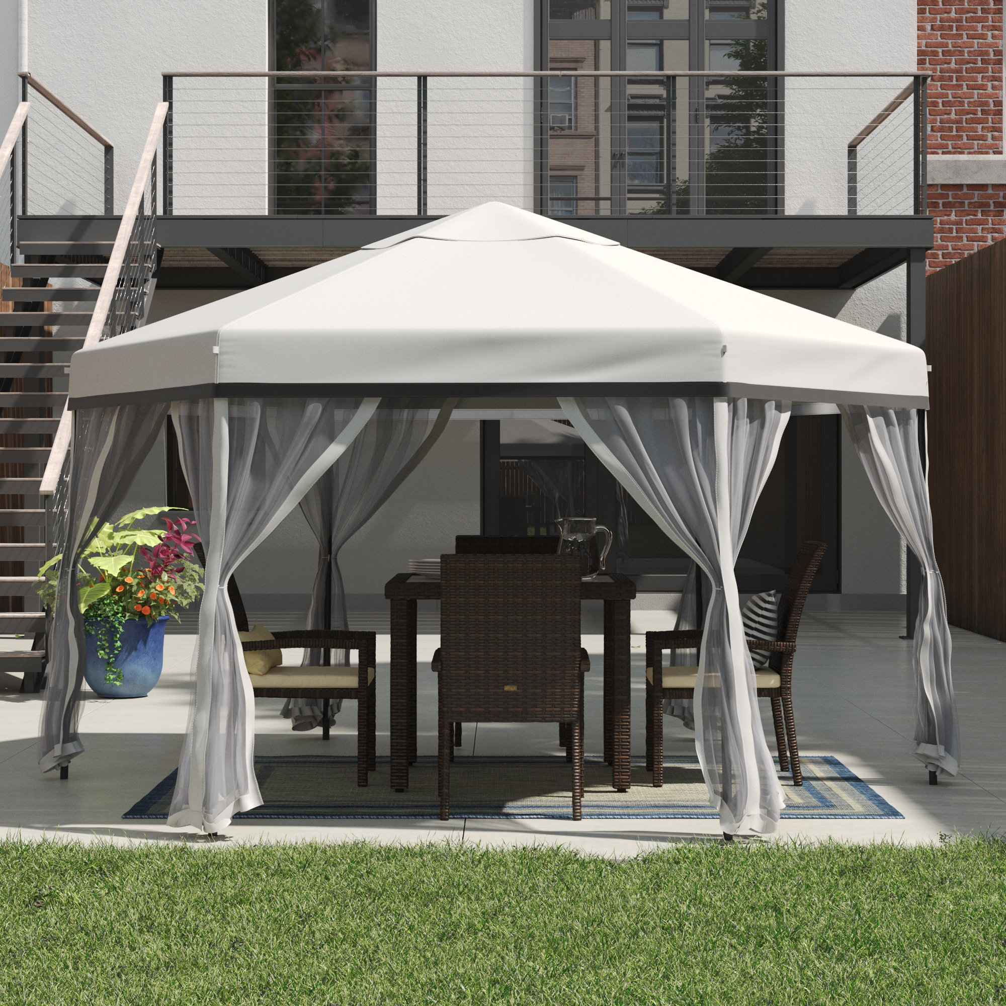 Sunjoy 11x11 ft. Pop Up Gazebo, 2-Tone Portable Canopy/Tent, Outdoor ...