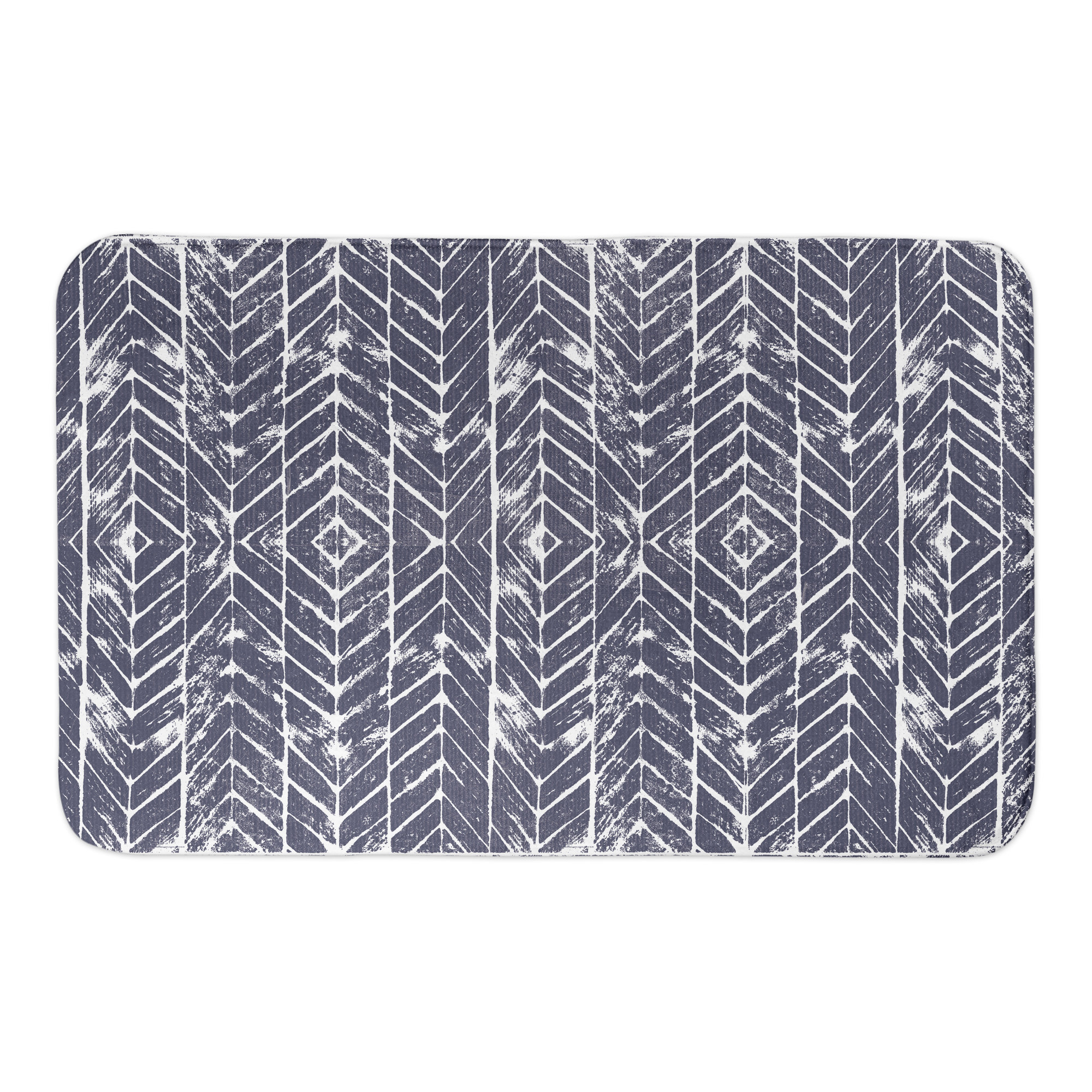 Foundry Select Bryson Distressed Rectangle Non-Slip Chevron Bath Rug ...
