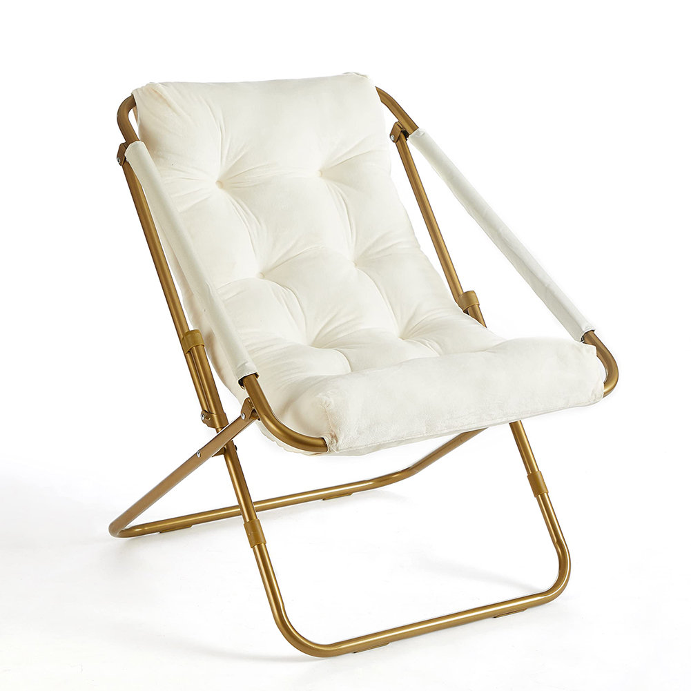 Everly Quinn Kalayia Steel Padded Patio Folding Chair Folding Chair ...