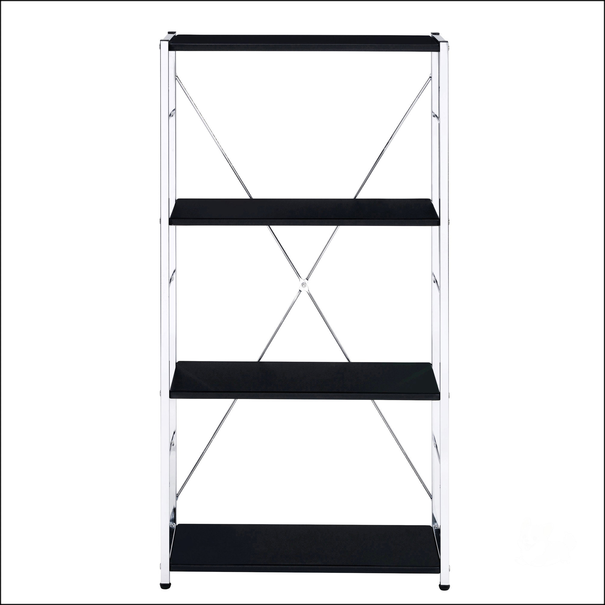 17 Stories Black And Chrome 4-Tier Rectangular Bookshelf | Wayfair