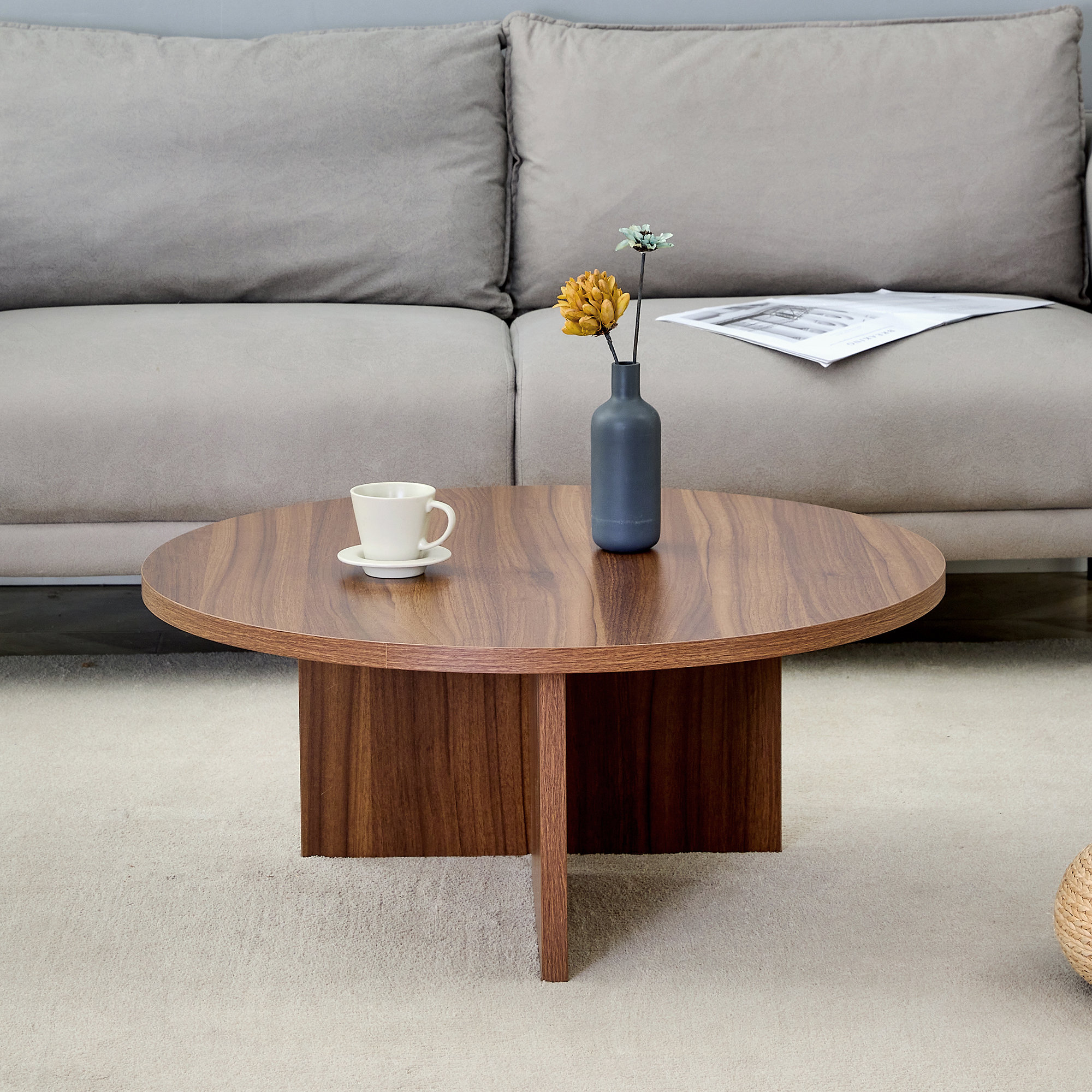 George Oliver Modern Minimalist Mdf Walnut Table For Versatile Living ...