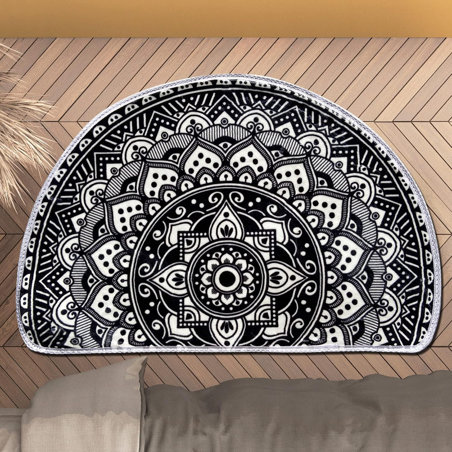 Bungalow Rose Half Round Door Mat,Semi Circle Bathroom Floor Rug,Boho ...