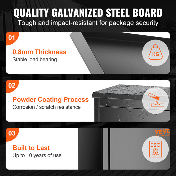 VEVOR 20" H Package Delivery Boxes, Galvanized Steel Wall Mount Mailbox ...