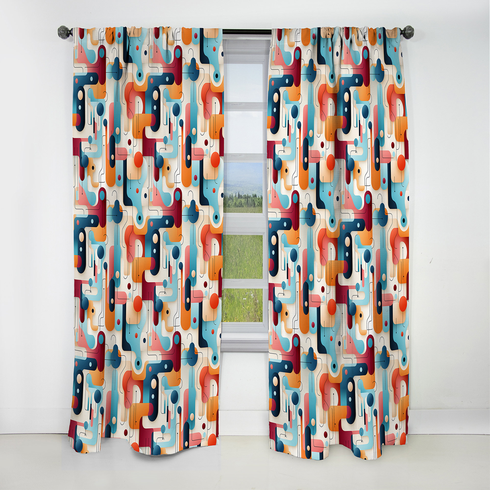 Design Art Trendy Patterns 1970S Style II - Abstract Curtain - Blackout ...