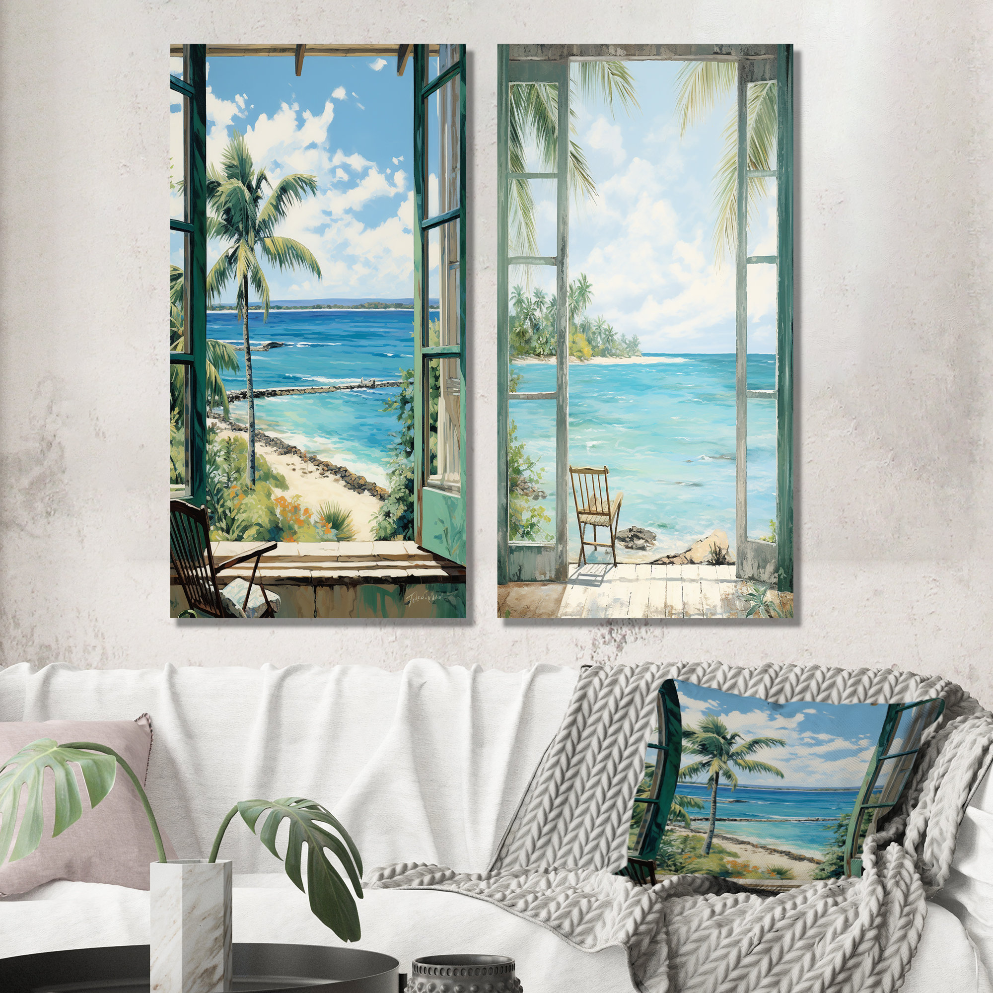 Beachcrest Home™ Windows At The Beach II - Coastal Windows Canvas ...