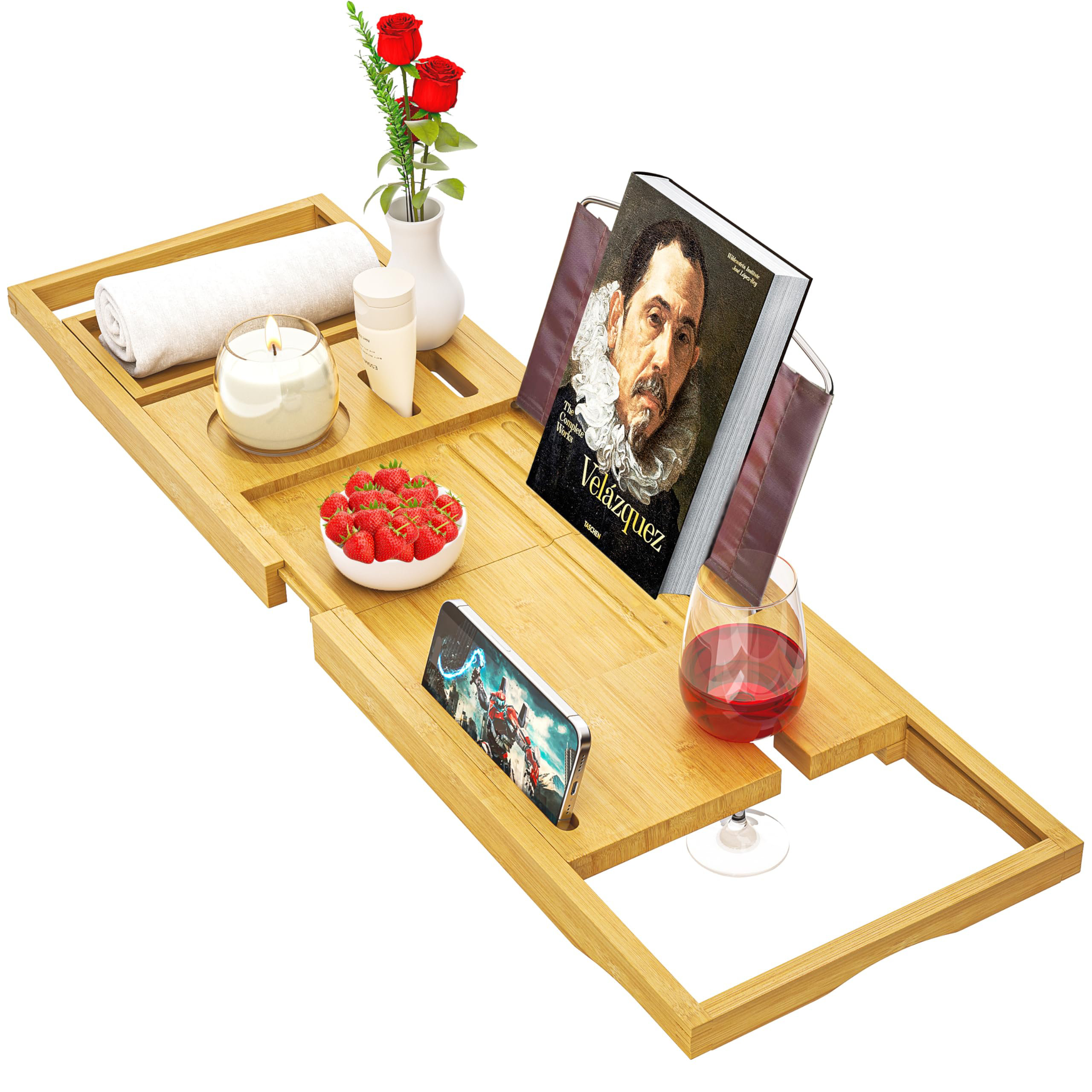 Rebrilliant Premium Bathtub Tray Caddy - Bath Tray Expandable - Bath ...