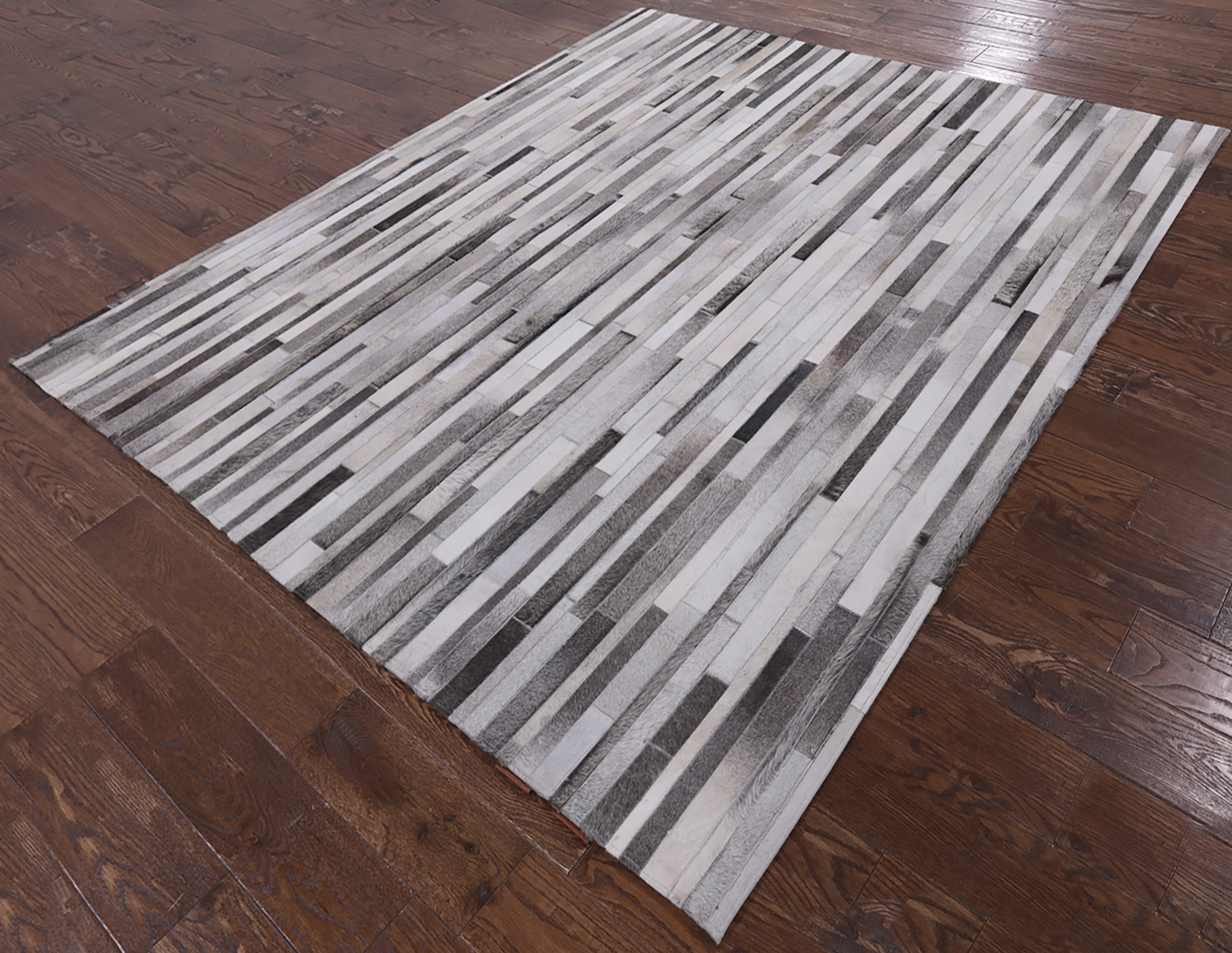 Orren Ellis Grey Beige Patchwork Leather Cowhide Cow Skin Modern ...