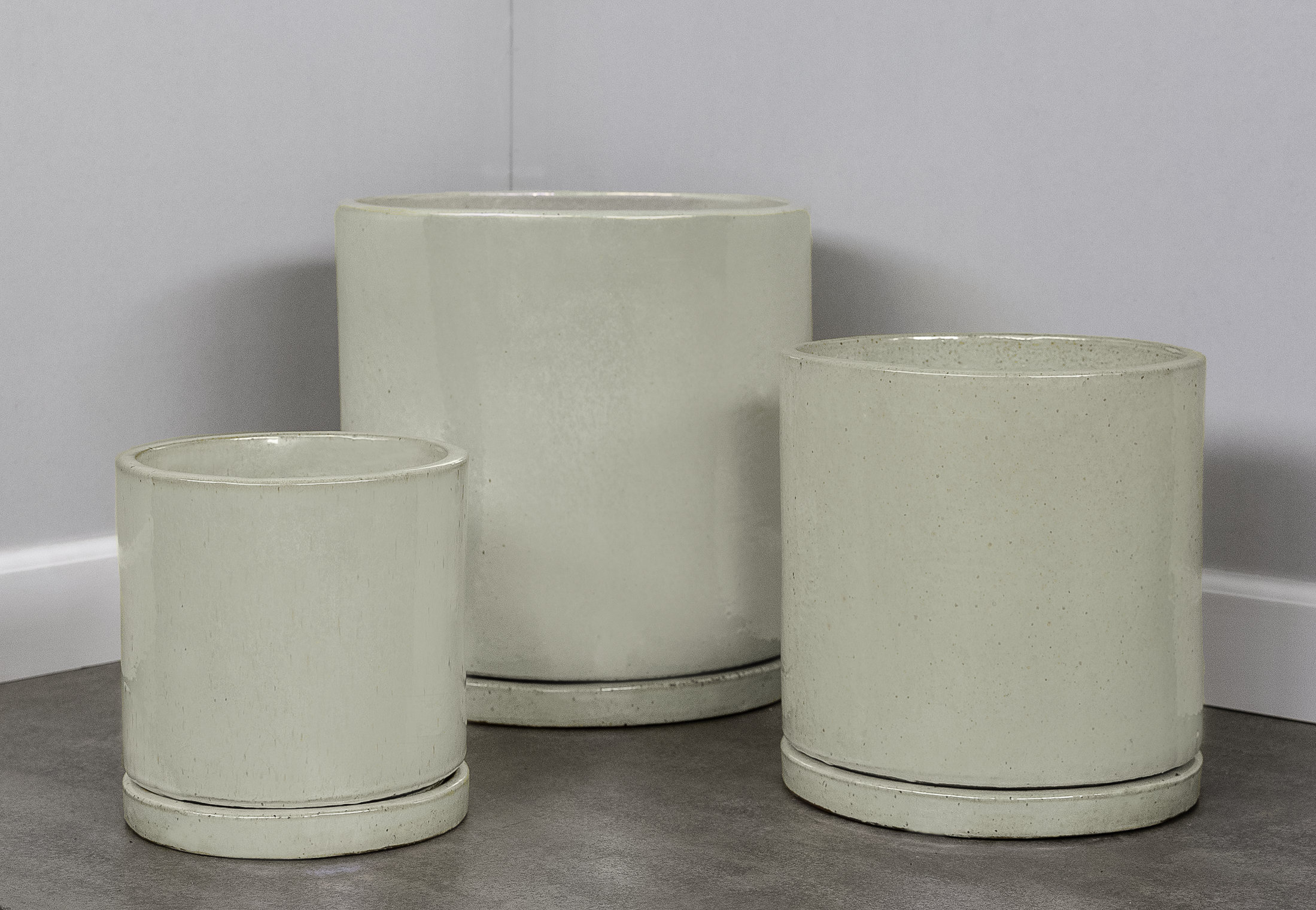 Campania International Ensemble de pots à fleurs en terre cuite glacée 3 pièces I / O Series ...