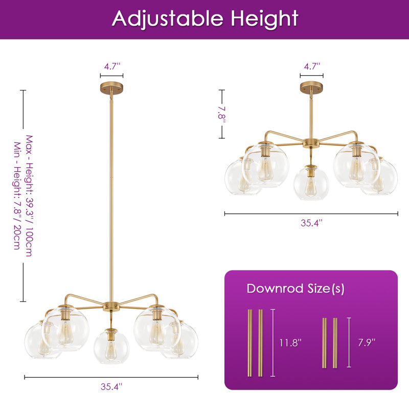George Oliver Royelle 5 - Light Sputnik Sphere Modern Glass Bubble ...