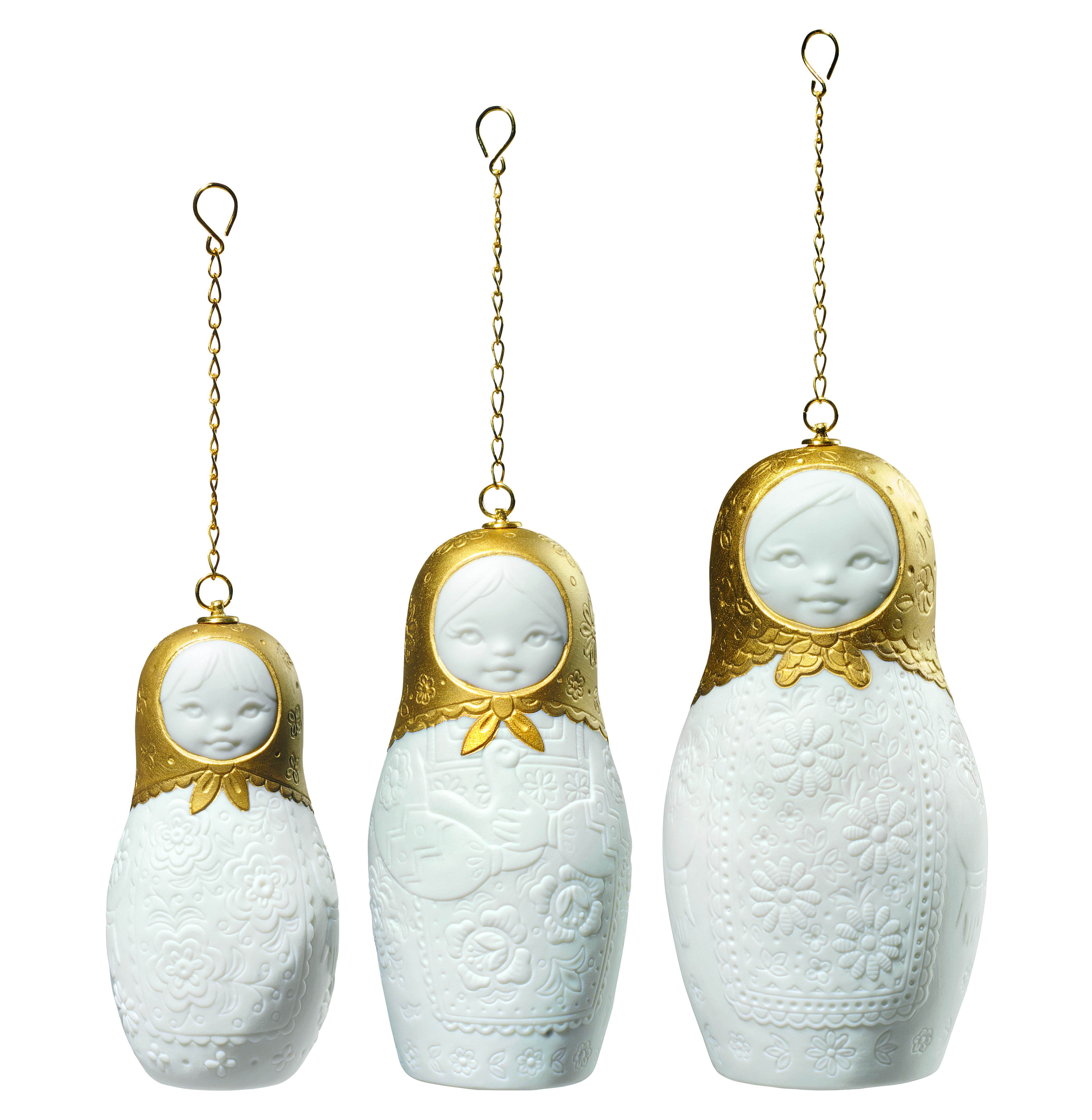 Lladro Russian Winter 3 Piece Matrioskas Hanging Figurine Ornament Set ...