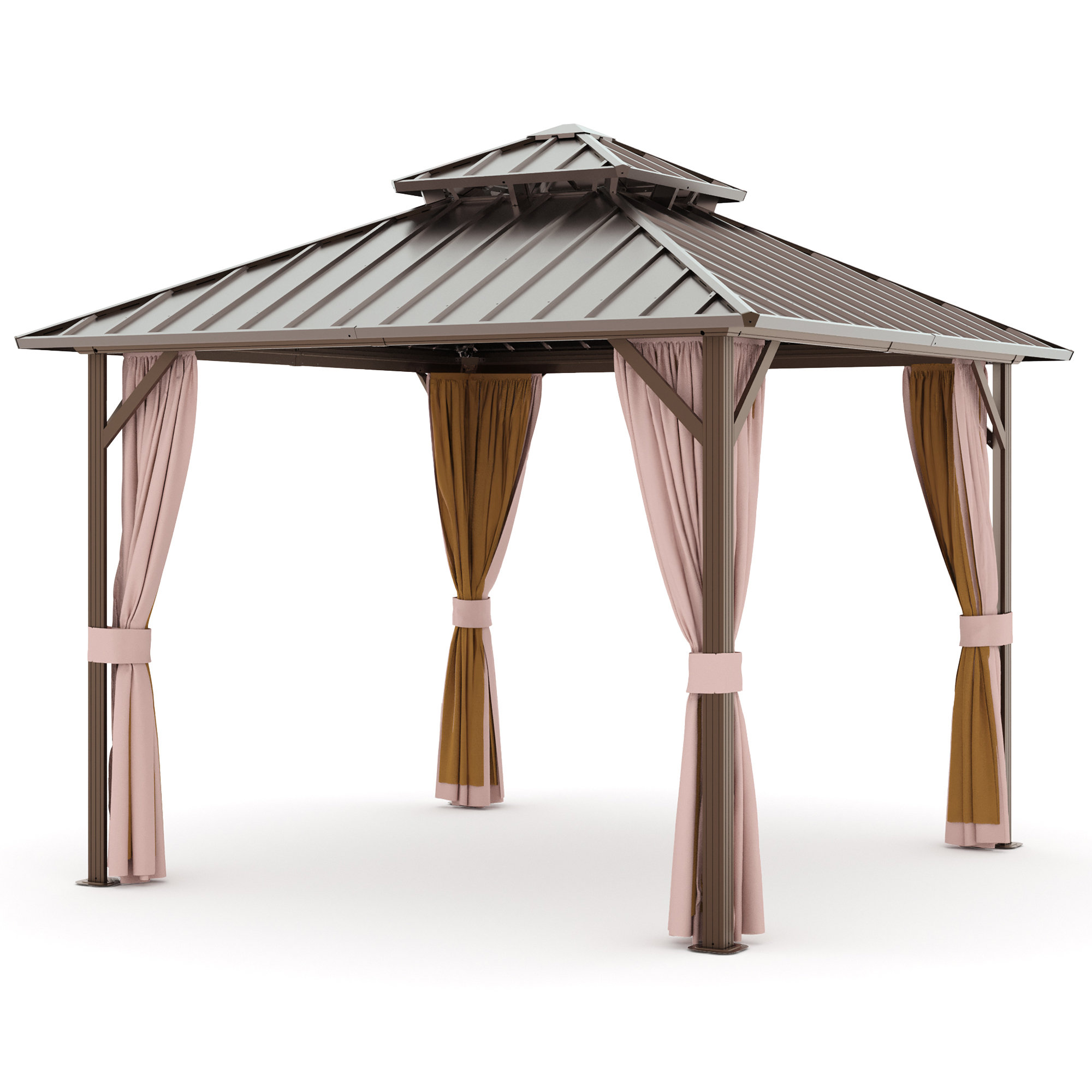 Joyside Aluminum Patio Hardtop Gazebo with Double Roof: Durable ...