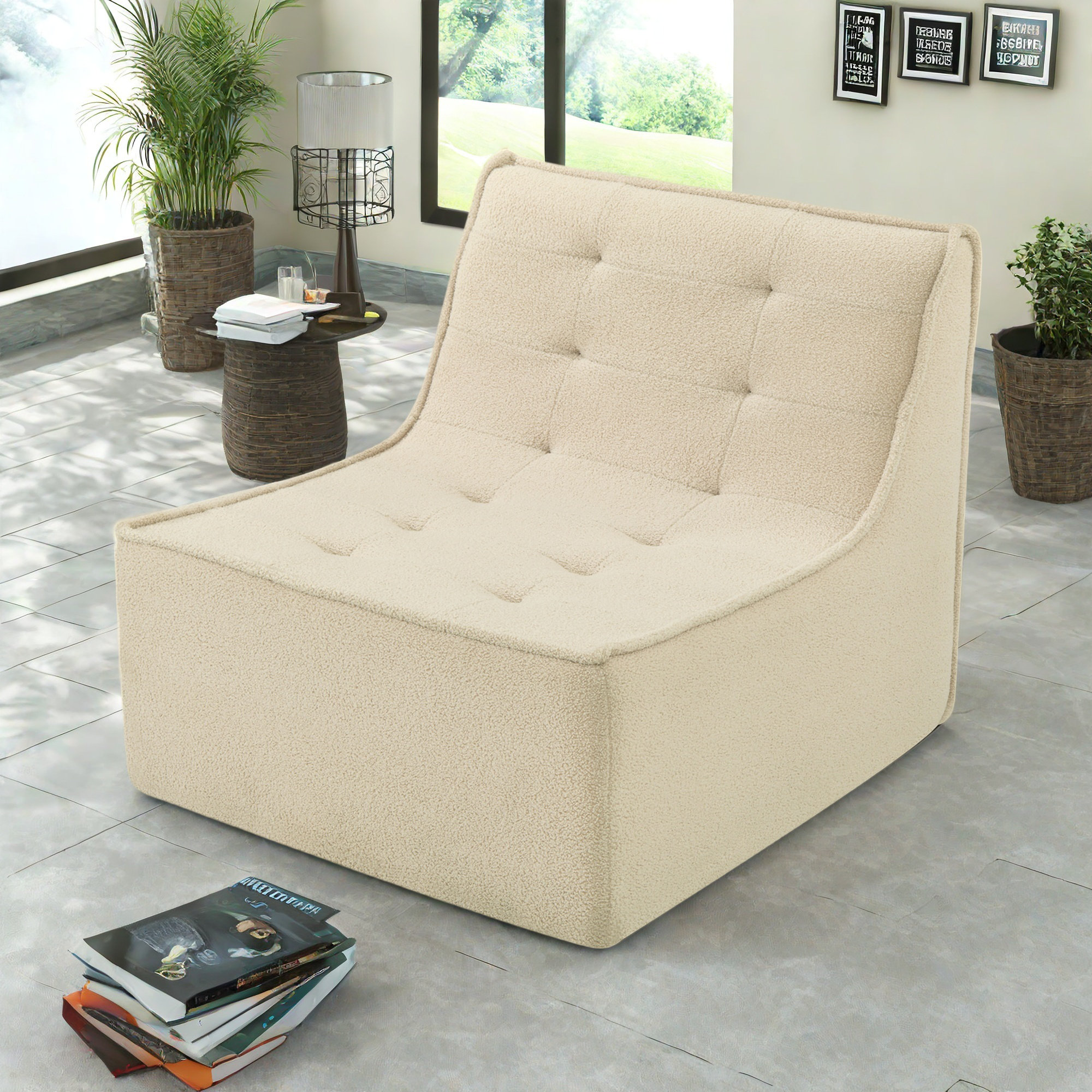 Mercer41 Fireside Chair, Lazy Floor Sofa Couch, Large Bean Bag Chair ...
