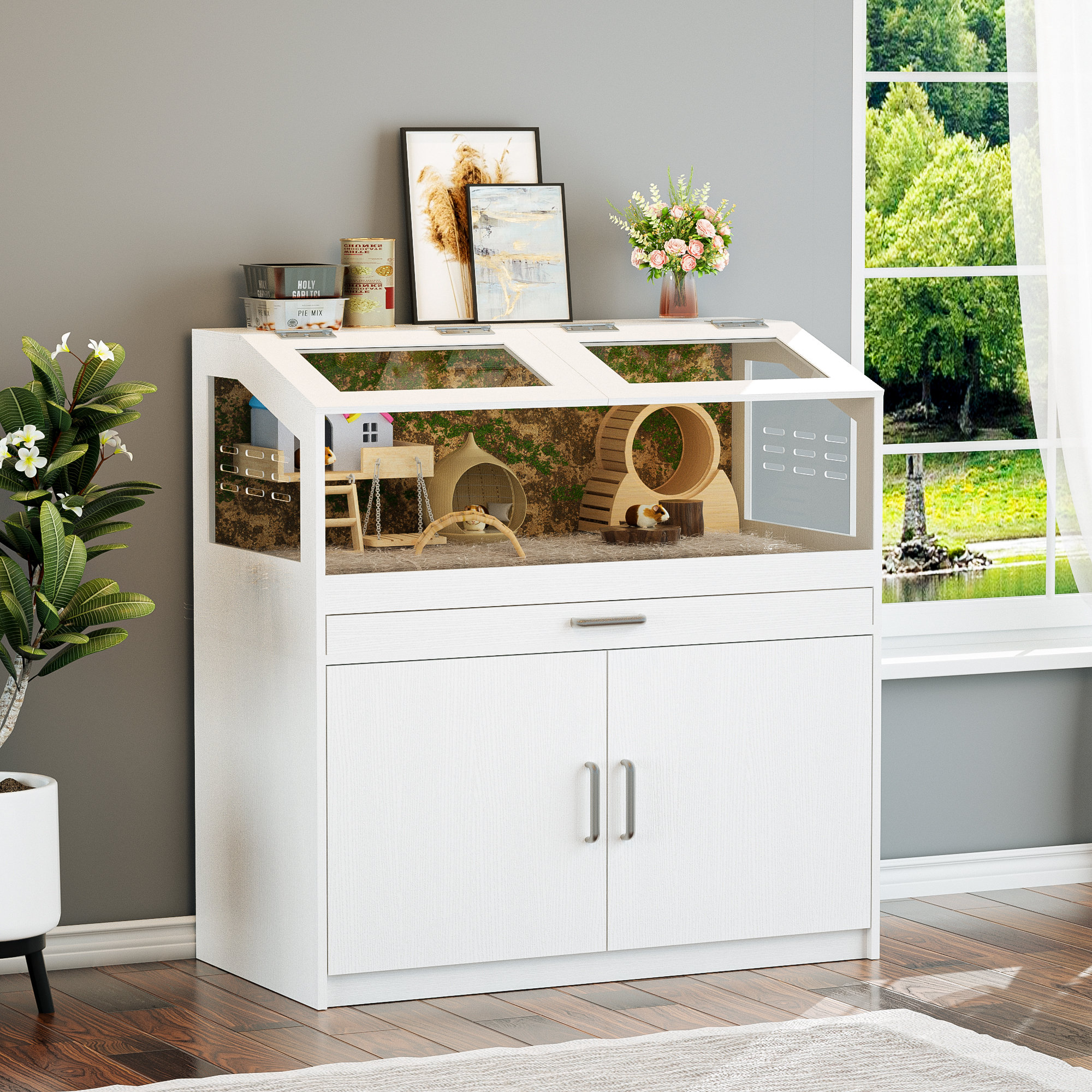 Latitude Run® Wood Hamster Cage With Storage Cabinet | Wayfair