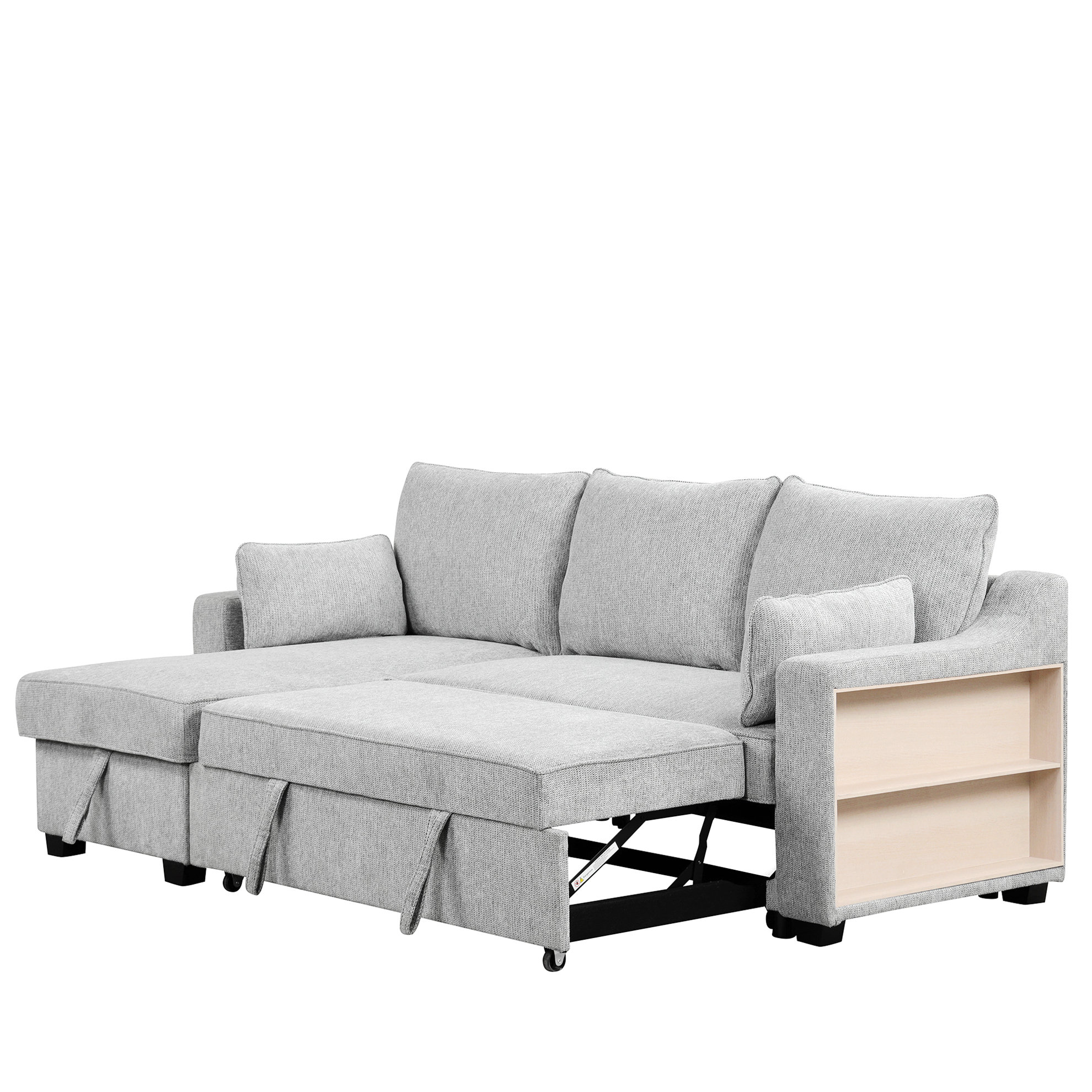 Latitude Run® 90" Pull Out Sleeper Sofa L-Shaped Couch Convertible Sofa ...