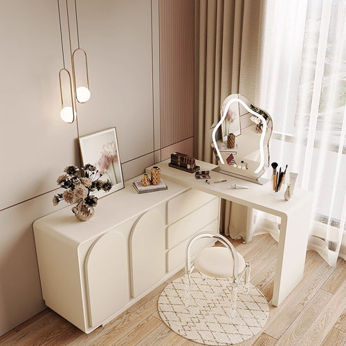 Hokku Designs Earnell Modern Home Office Expandable Dresser Desk Combo ...