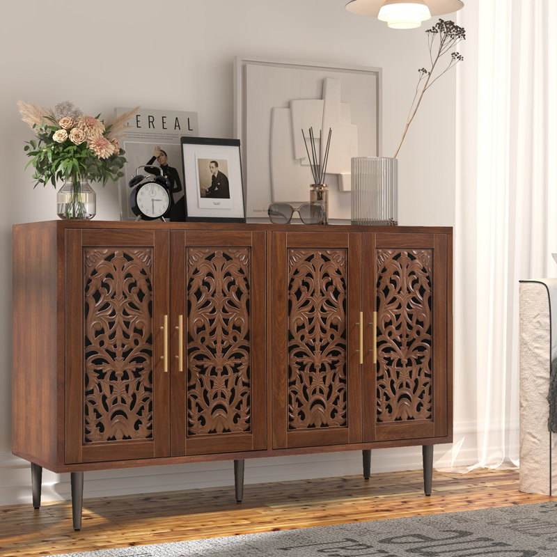 House of Hampton® Jazarian 48" Hollow Carved Sideboard Buffet Cabinet ...