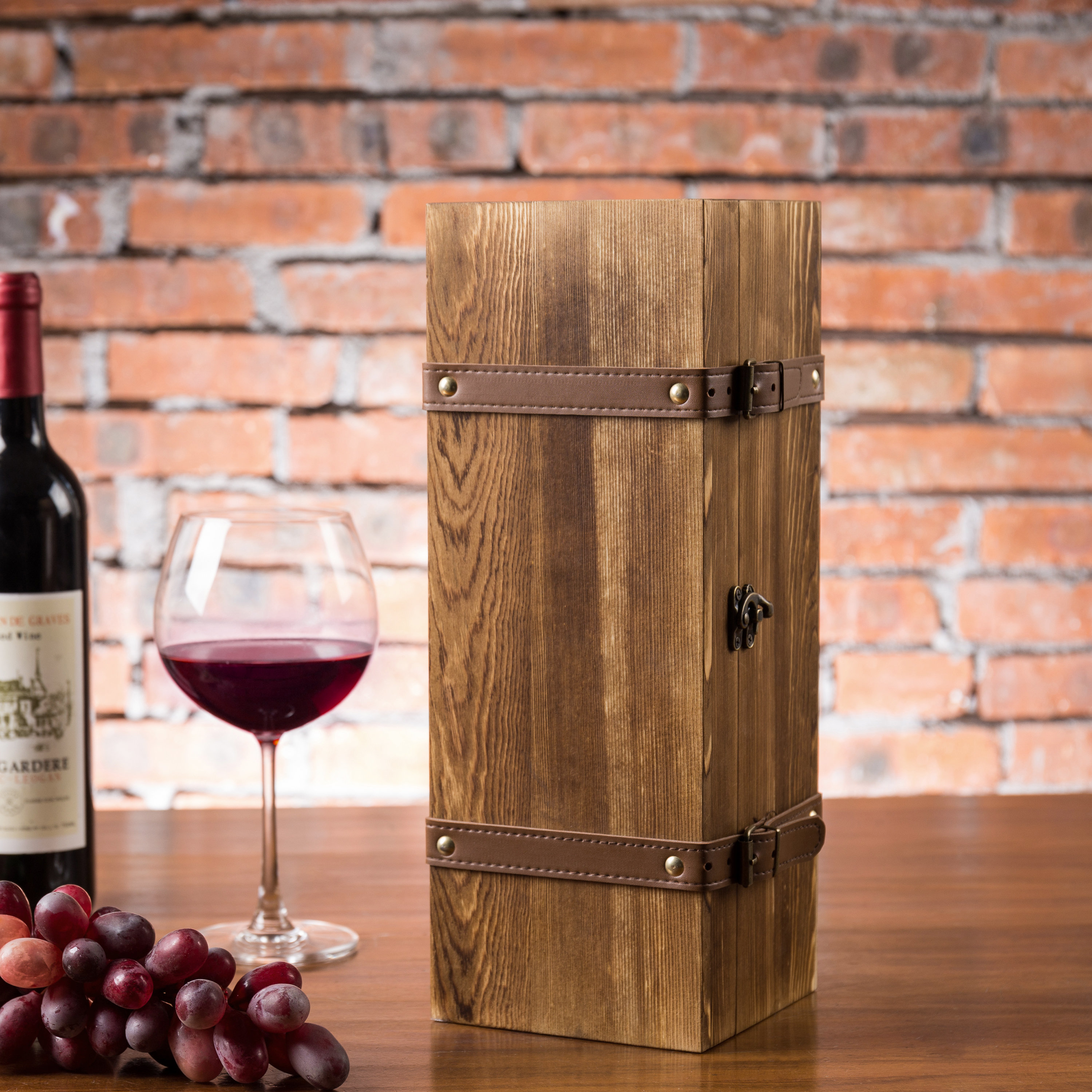 MyGift Wood Wine Box with Straps Bottle Carrier | Wayfair