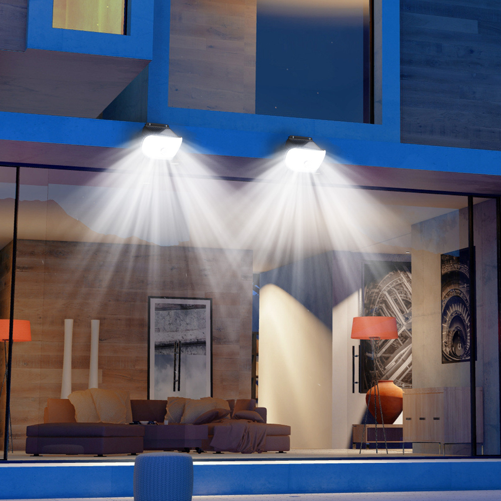 A Home 2-Pack Solar LED Security Light, LED Outdoor Solar Wall Light ...