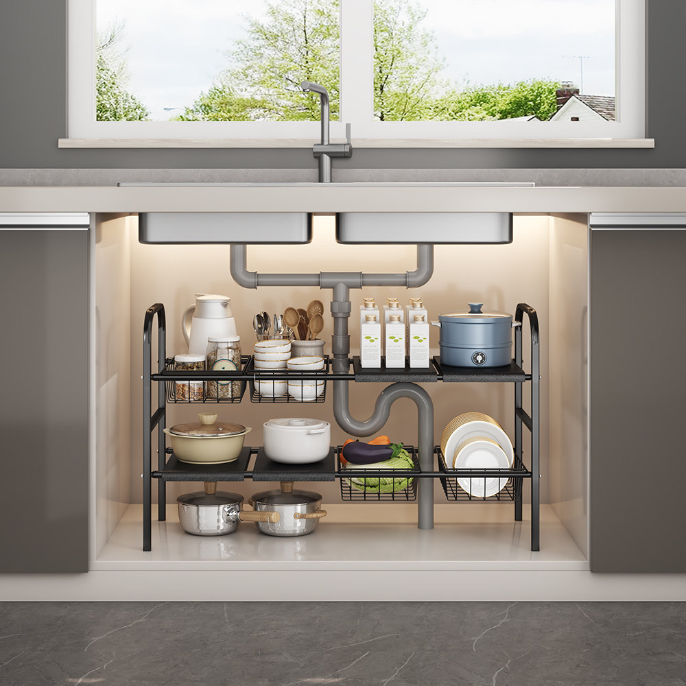 DAYAO Under Sink Organizers, Expandable Cabinet Shelf Organizer With 4 ...