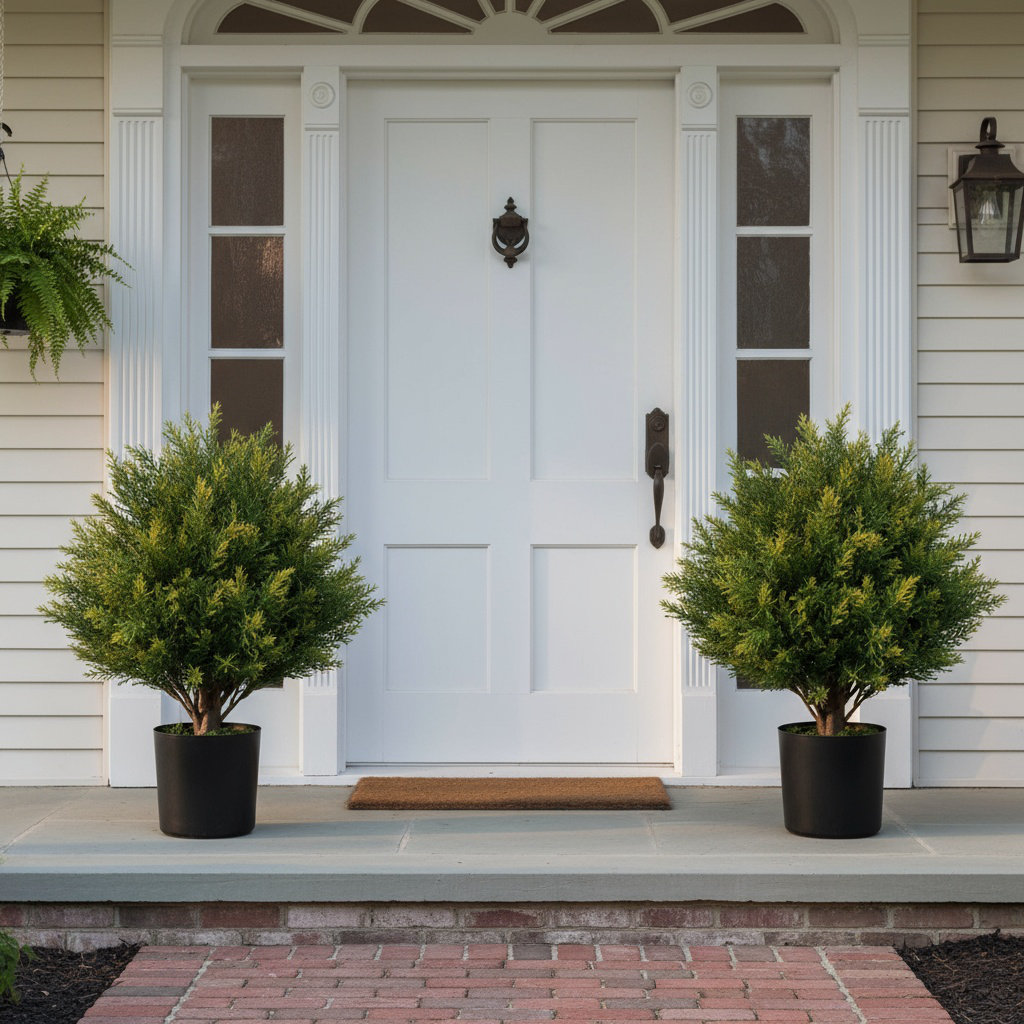 Primrue 2 Pack Artificial Topiary Trees Faux Greenery 19 In Topiary ...