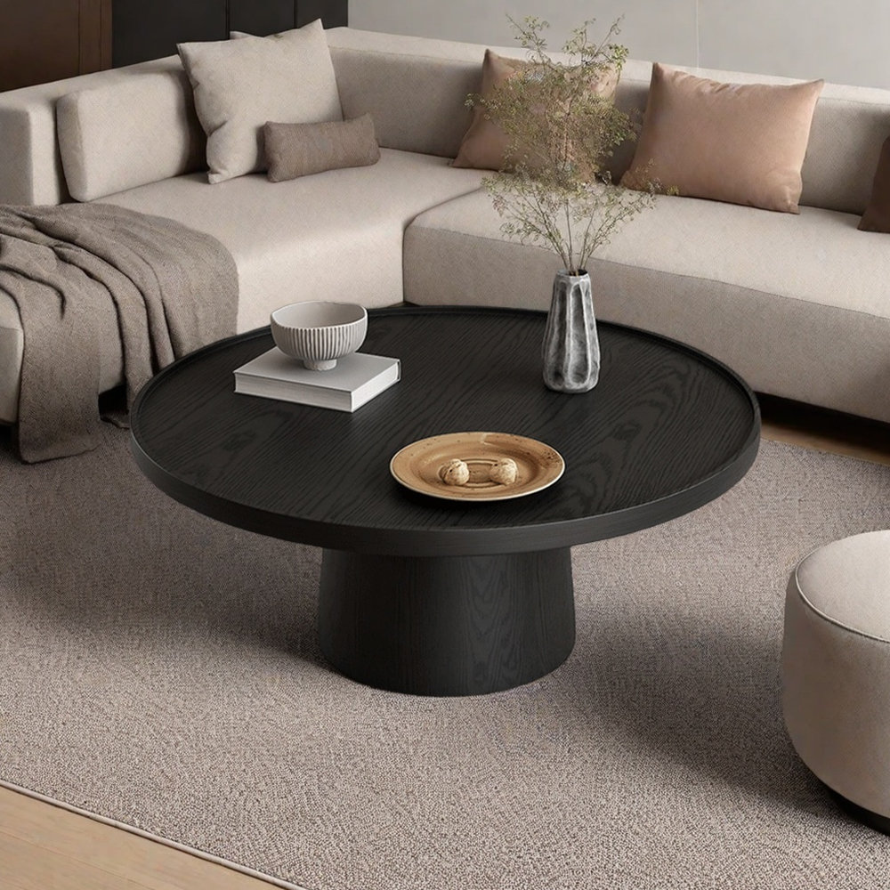 Wu's StylishVault Minimalist Round Coffee Table with Edge Protection ...