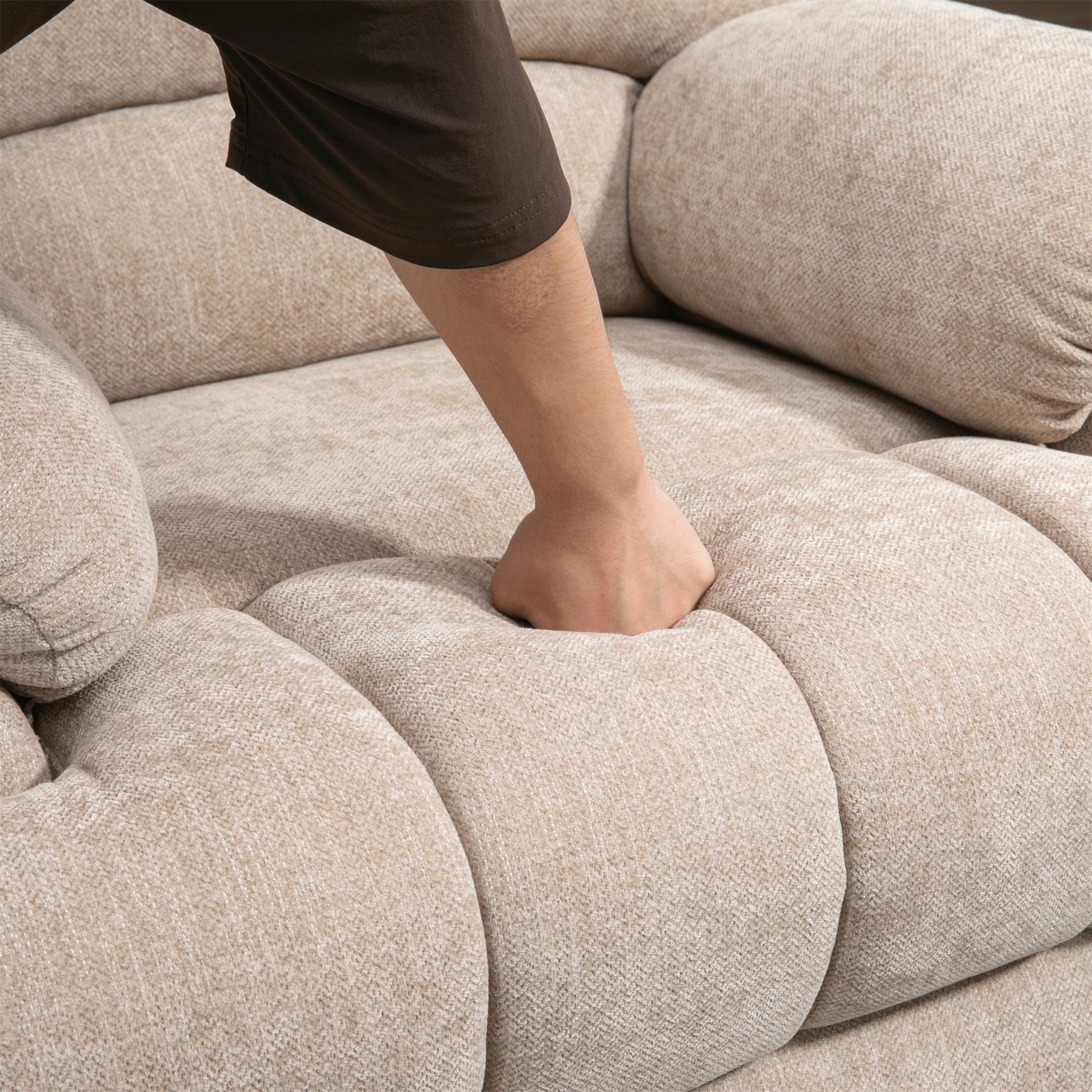 Hokku Designs 23" Seat Width And High Back Large Size Beige Chenille ...