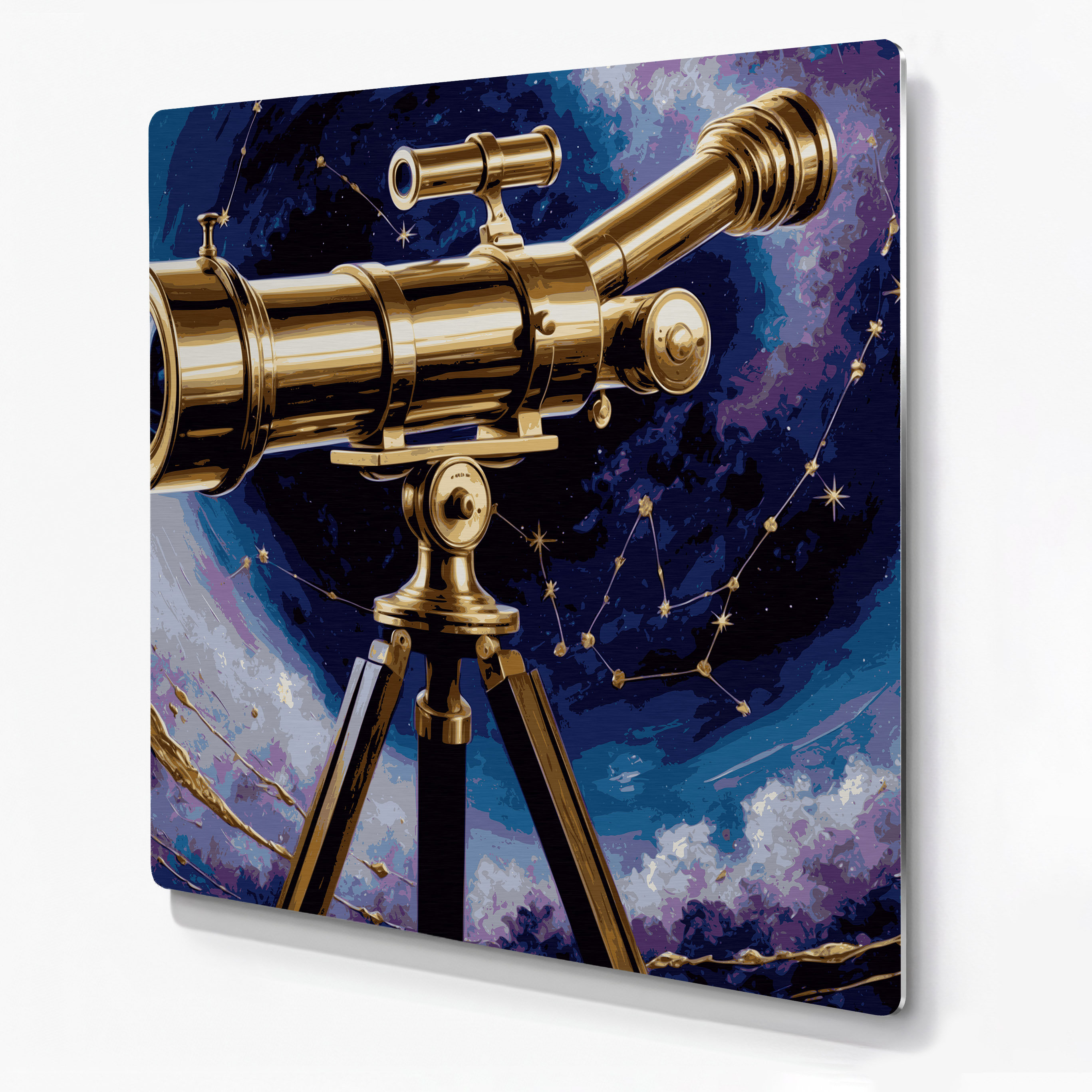 Corrigan Studio® SciFi Brass telescope stargazing Gray Metal Wall Art ...