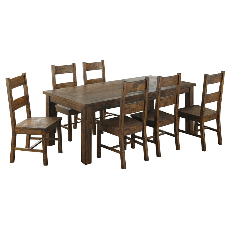 Millwood Pines Casidy 7 - Piece Rectangular Dining Set in Brown | Wayfair