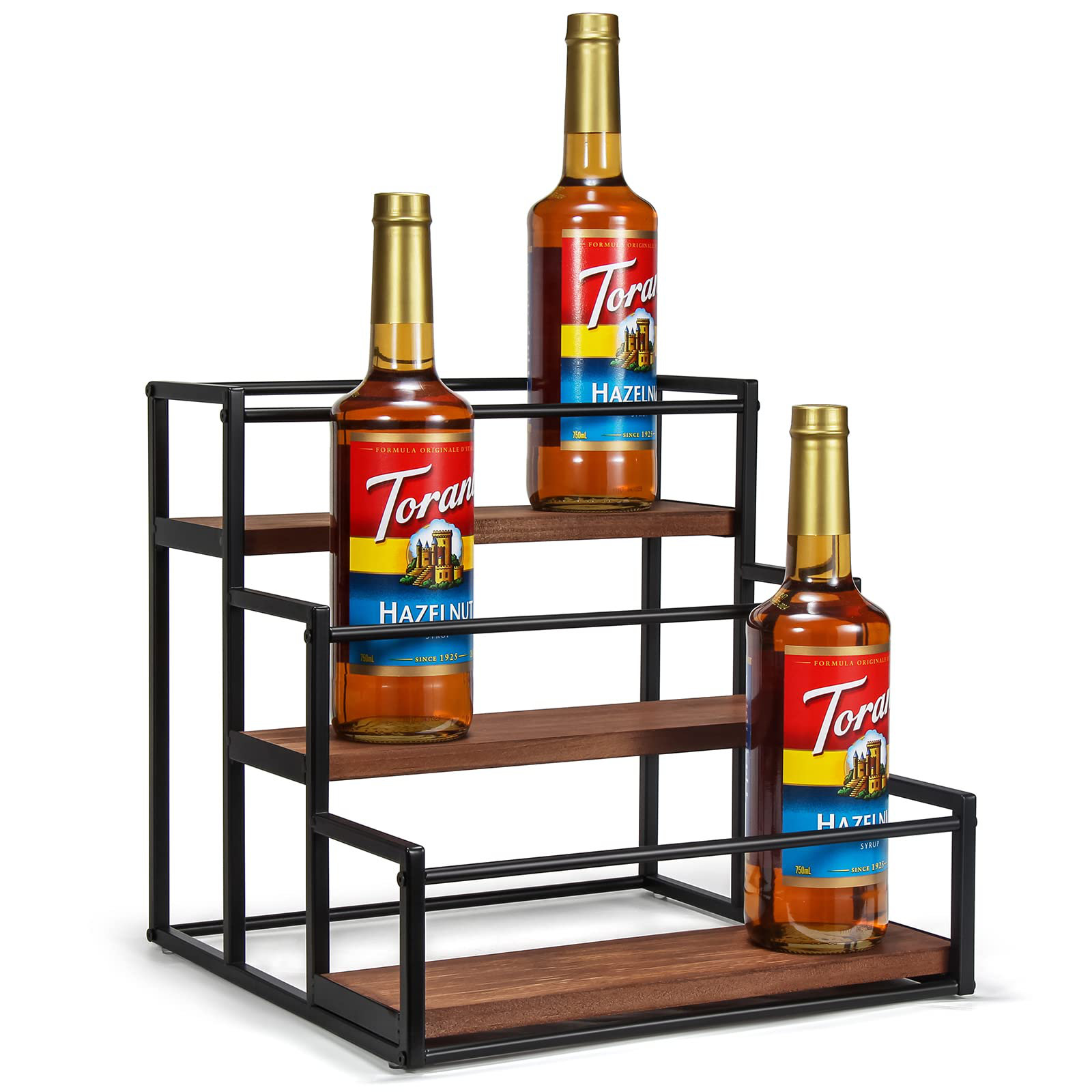 Ebern Designs Coffee Syrup Rack Organizer 3-Tier 12 Syrup Bottles ...