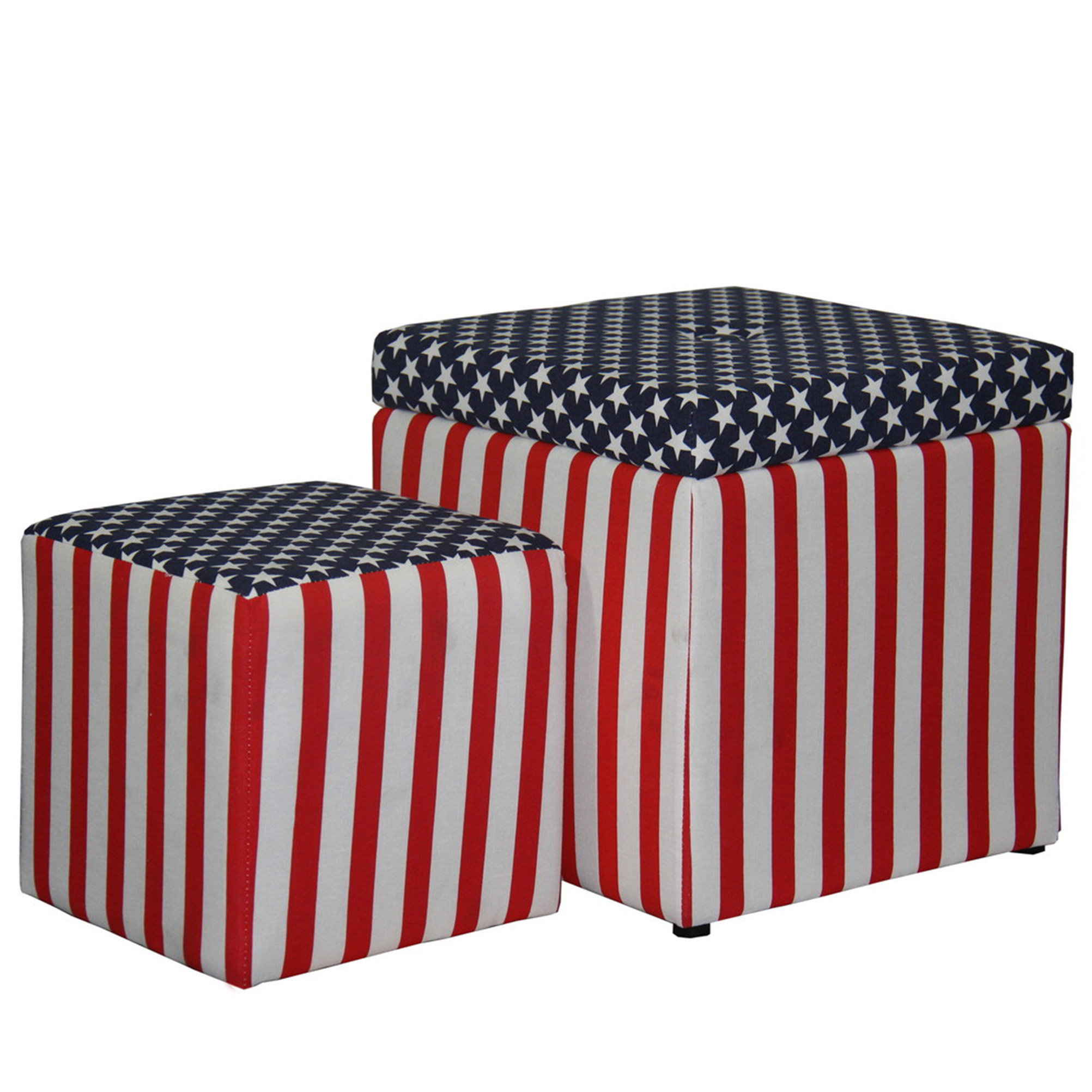 Gracie Oaks 18" Tall Storage Ottoman With 1 Seating, Patriotic | Wayfair